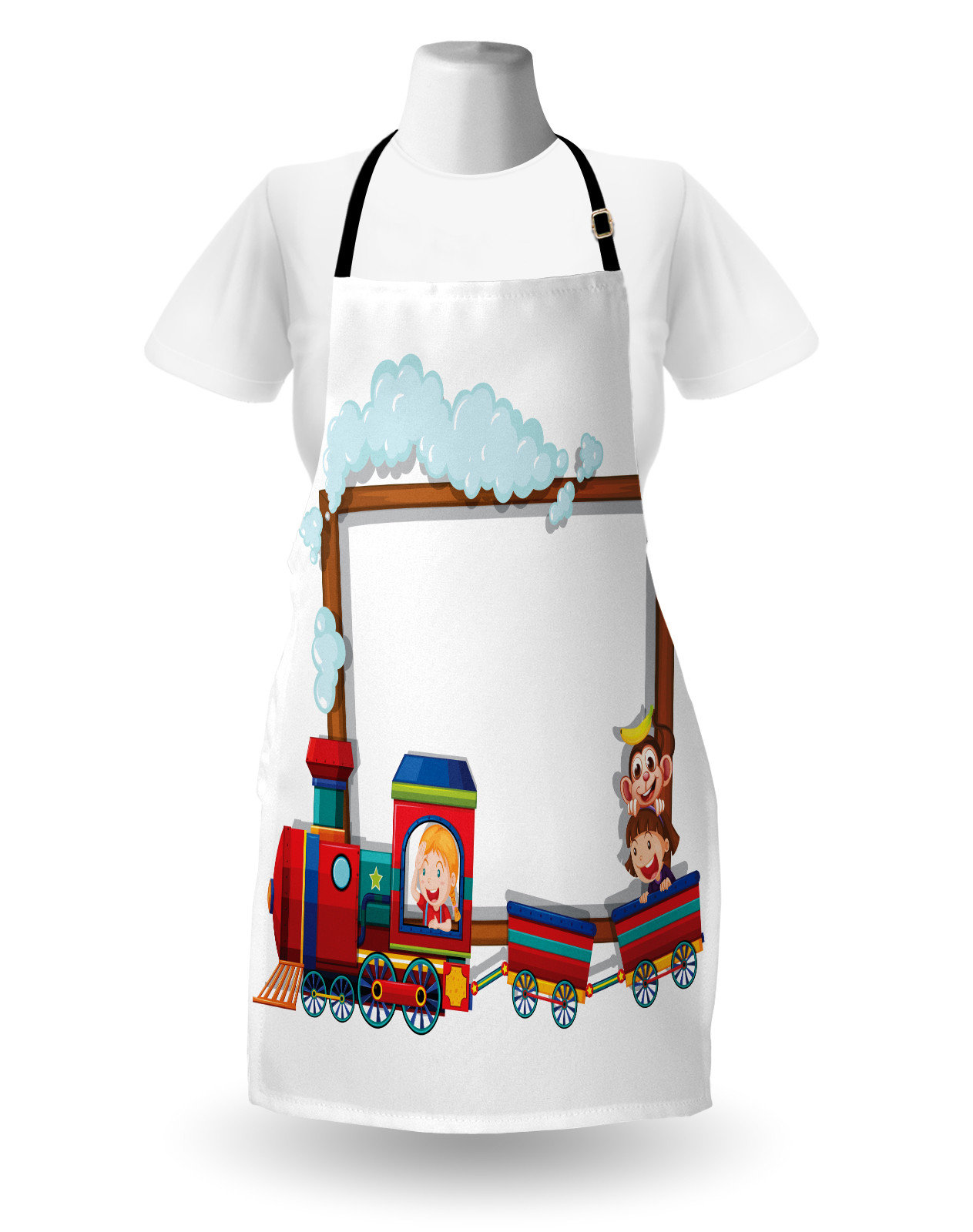East Urban Home Monkey Apron Unisex, on Cartoon Train, Adult Size ...