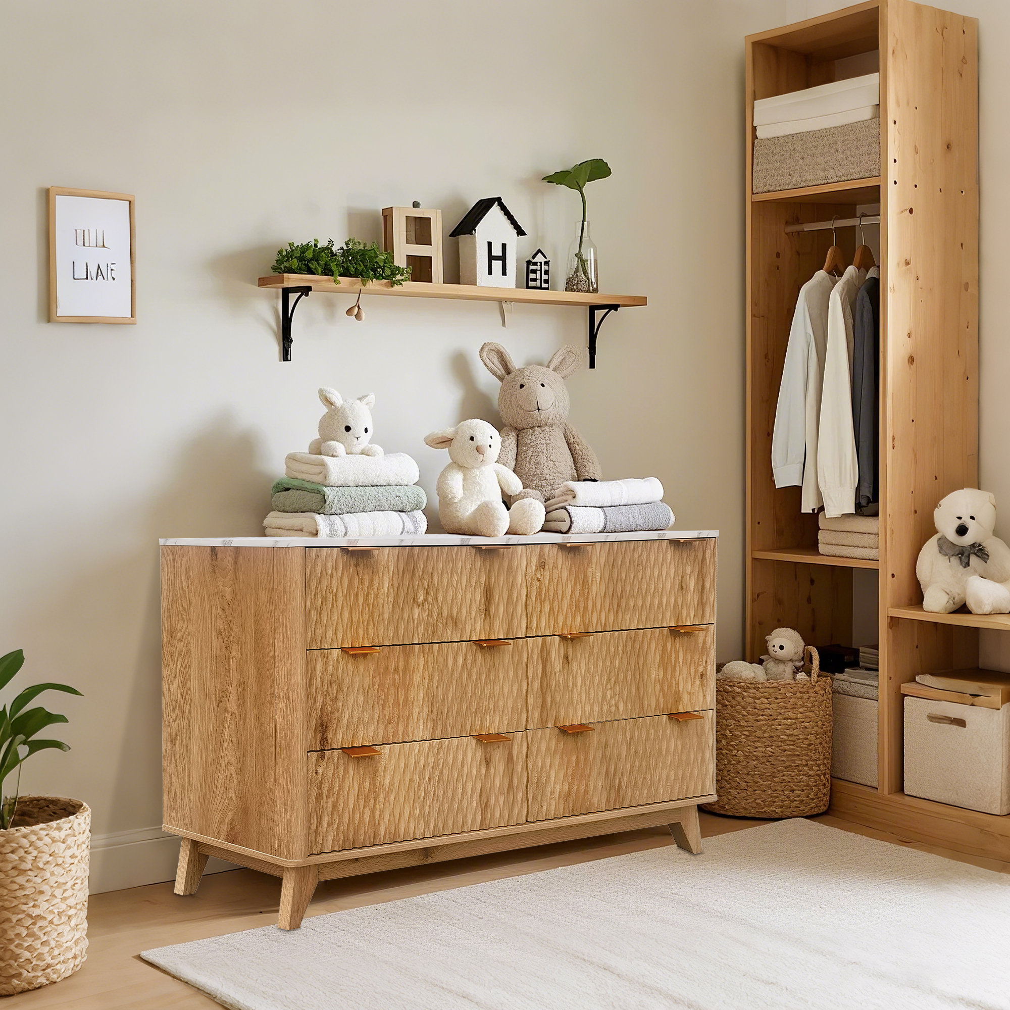 George Oliver 6 Dresser, Wood Chest of Dresser , 54" Drip Pattern ...