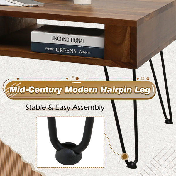 17 Stories Neta Walnut Coffee Table with Storage | Wayfair