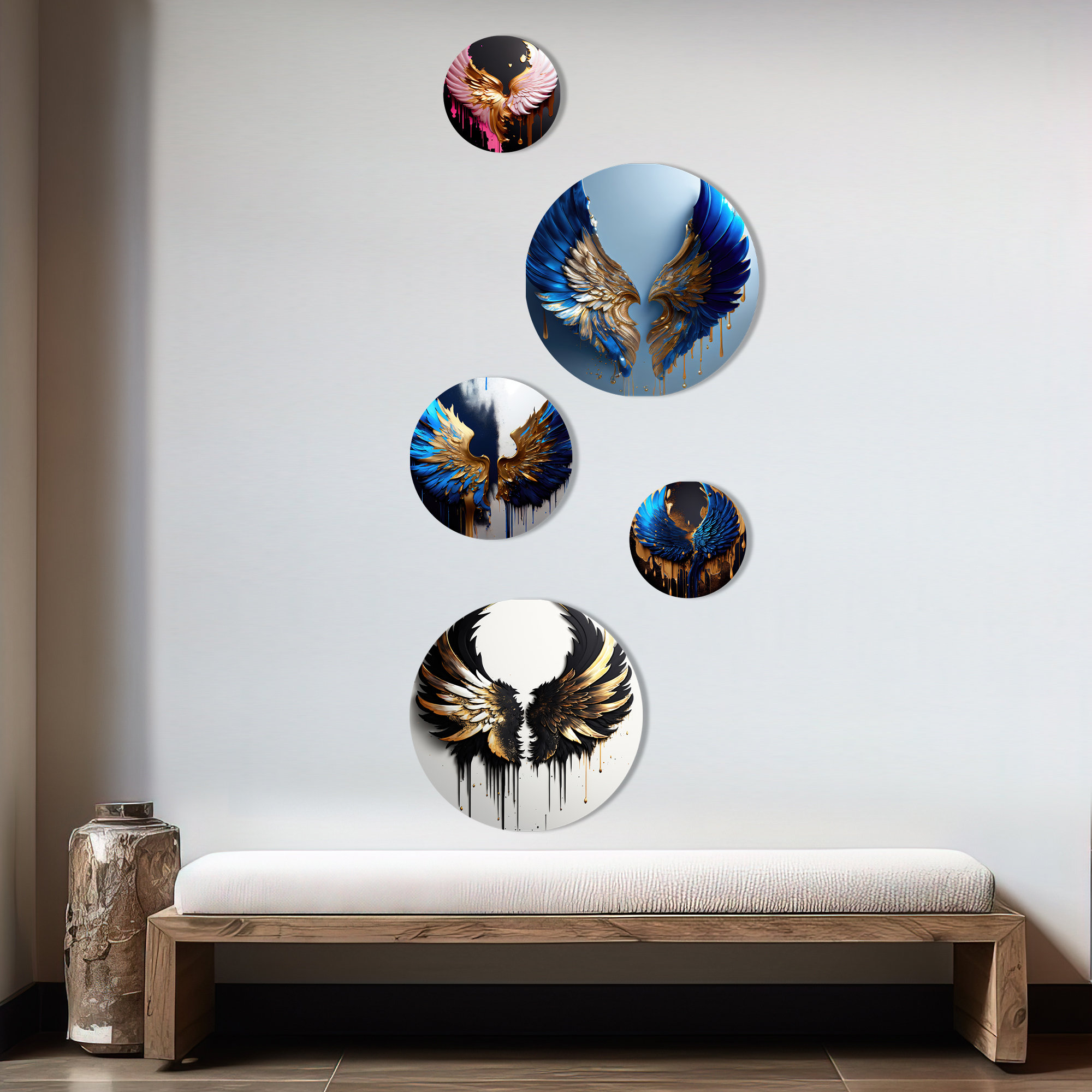 Design Art Black Silver and Gold Angel Wings III - Wings Angel Metal ...