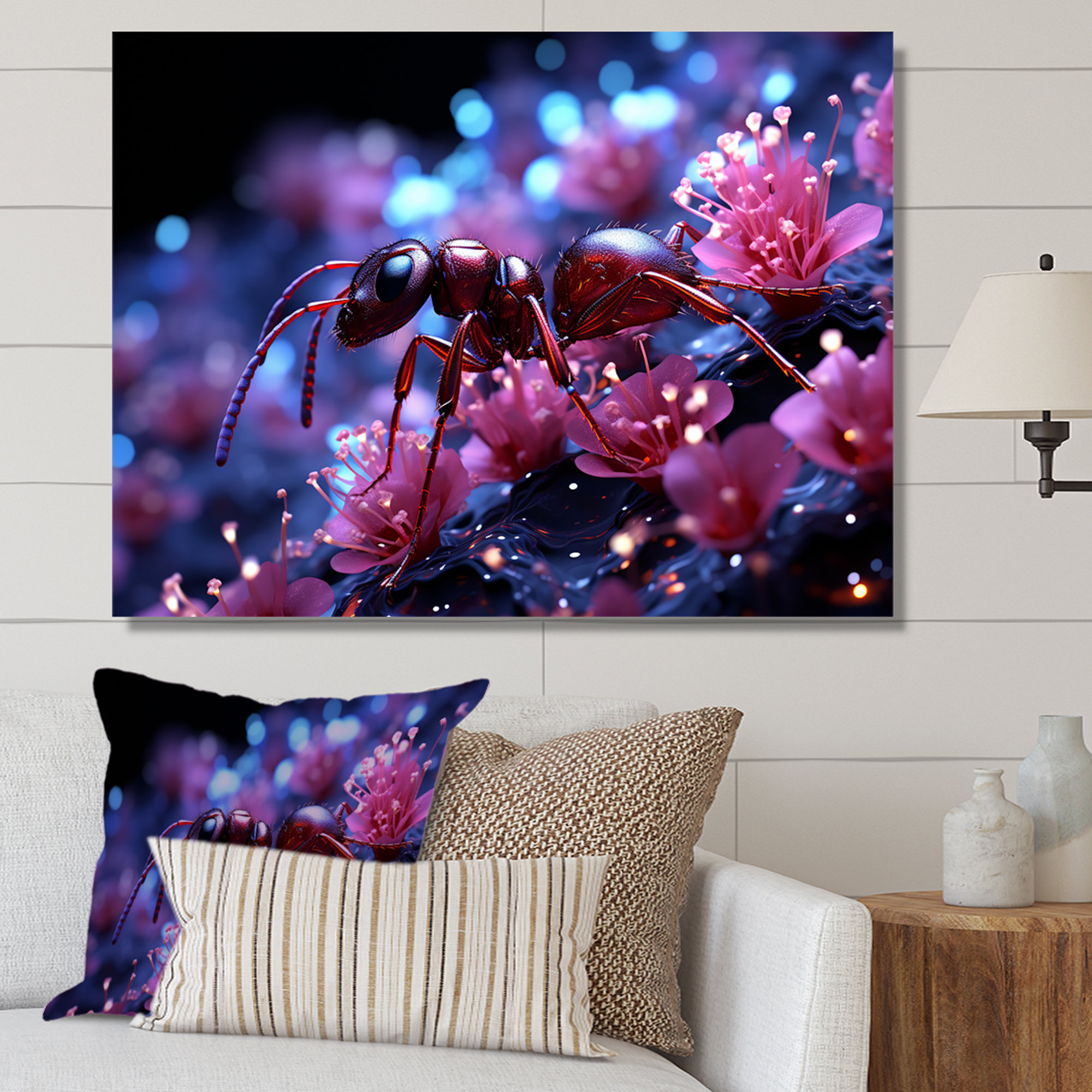 Ebern Designs Celestial Antics Cosmic Purple Ant On Canvas Print | Wayfair