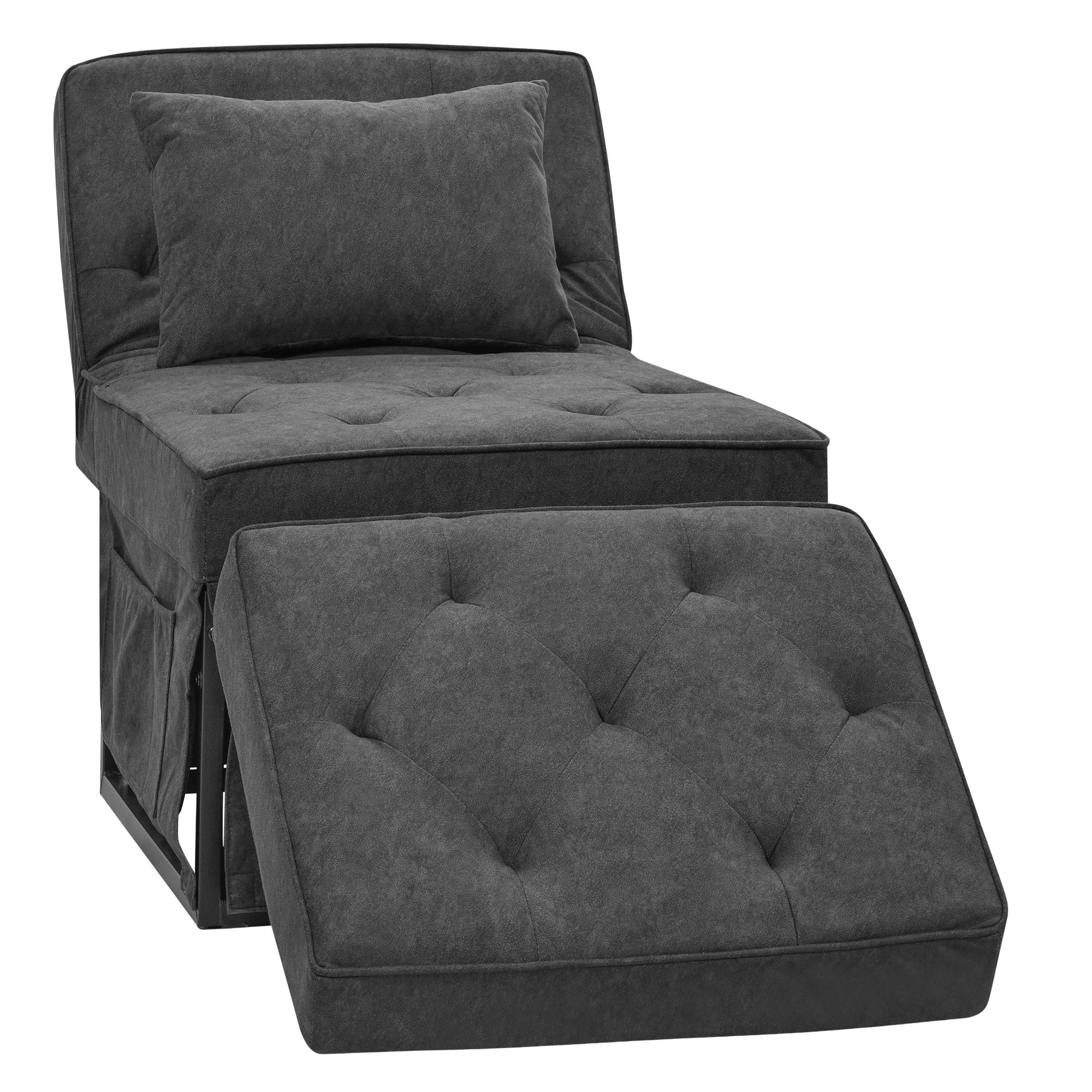 Ebern Designs Multi-function Folding Ottoman Sofa Bed With Adjustable ...