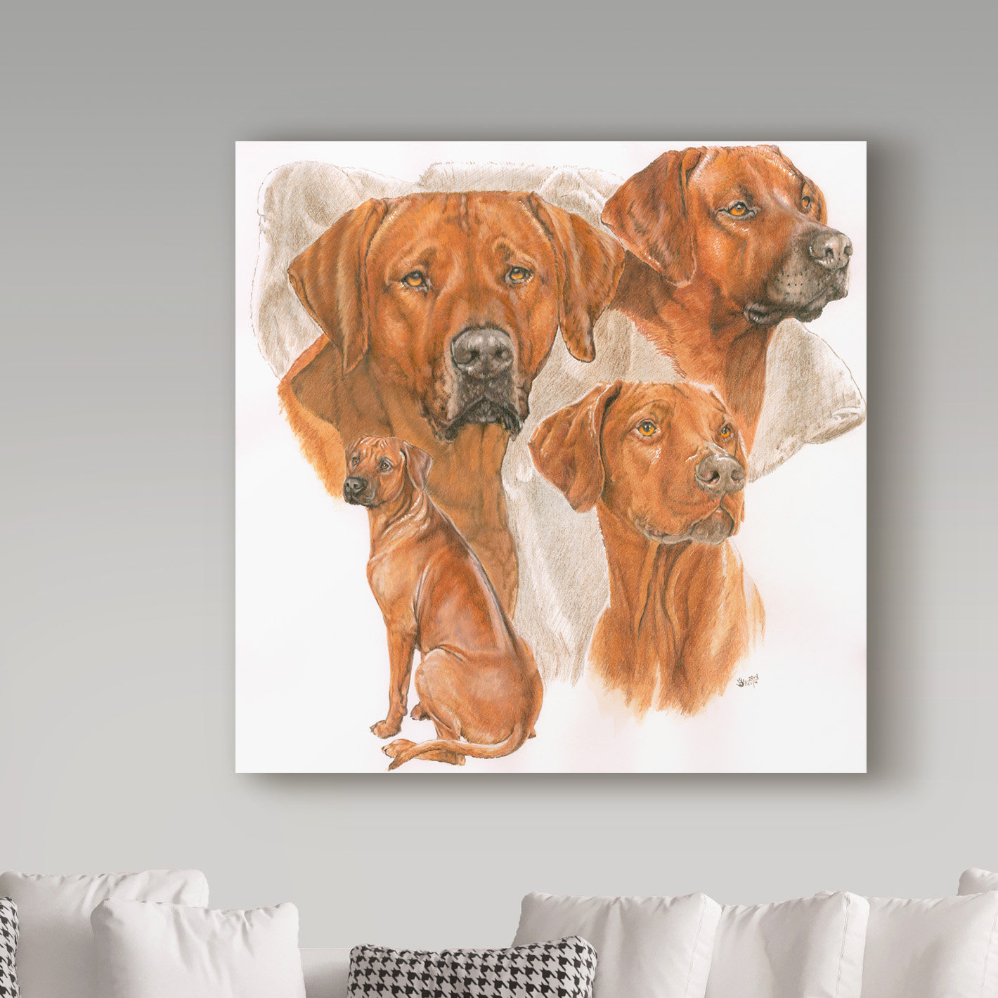 Trademark Fine Art Barbara Keith Rhodesian Ridgeback Oil Painting Print ...