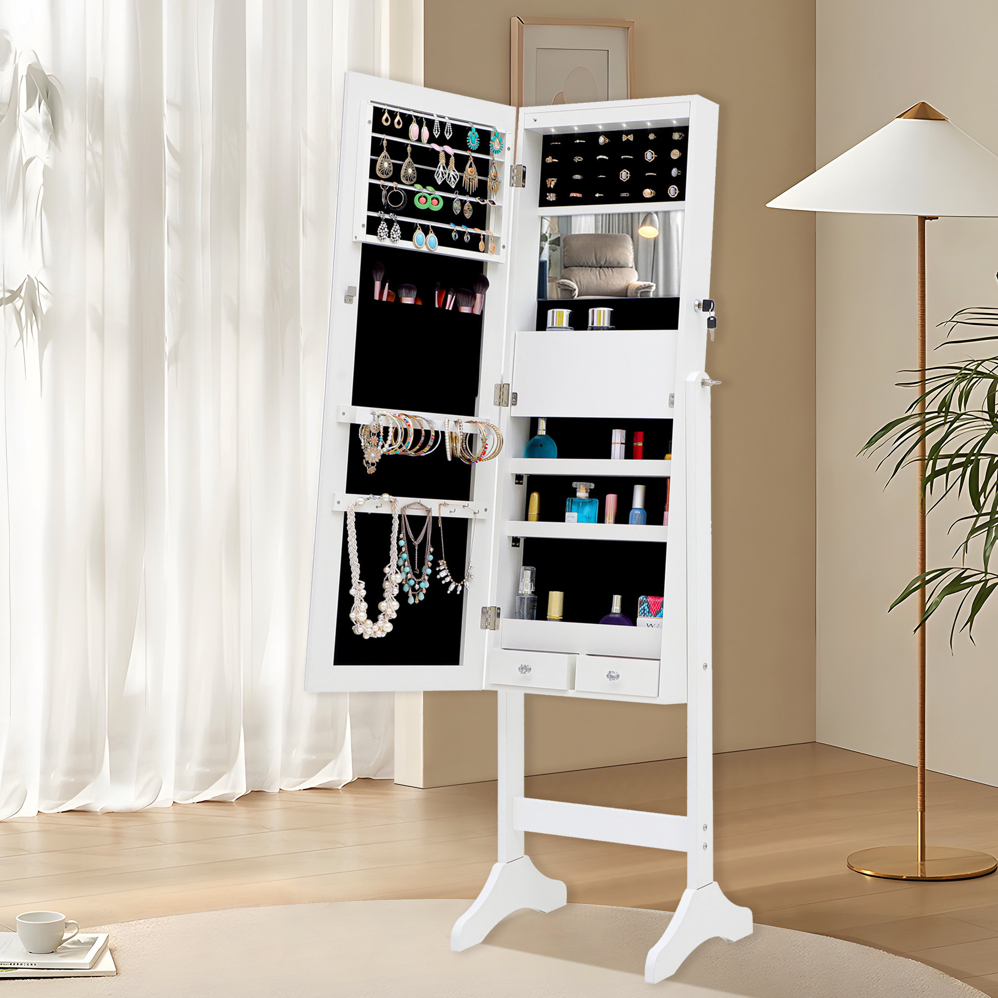 Winston Porter Mailah 15.8'' Wide Freestanding Jewelry Armoire ...