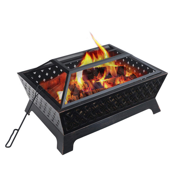 Latitude Run® Rectangle Outdoor Fire Pit,Large Patio Metal Firepits ...
