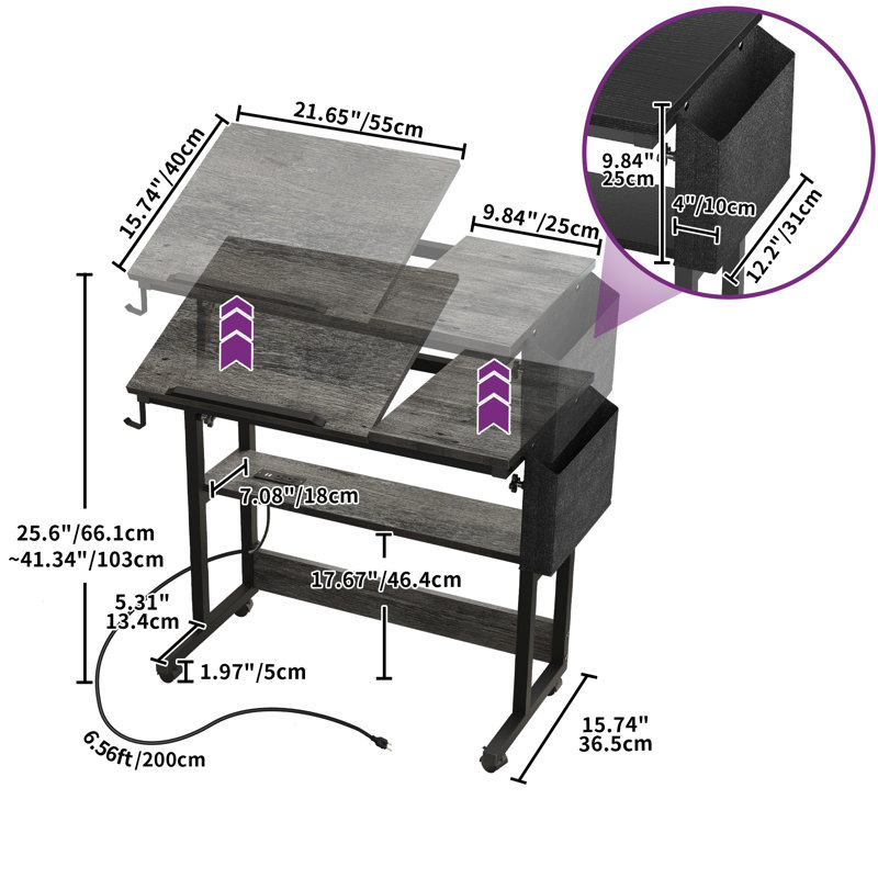 Wade Logan® Brytanie Height Adjustable Standing Computer Desk with ...
