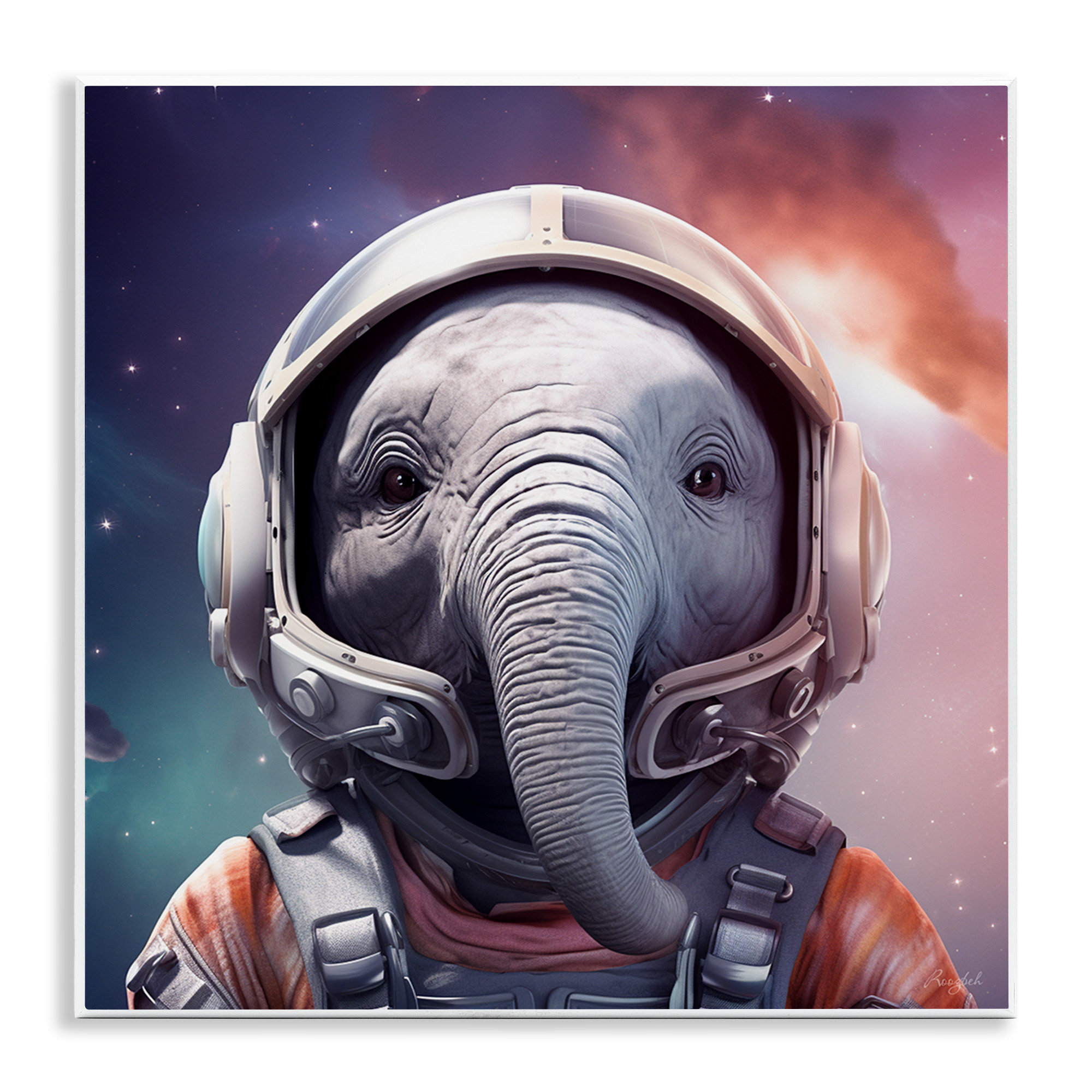 Stupell Industries Astronaut Elephant Portrait Framed Giclee Art Design ...