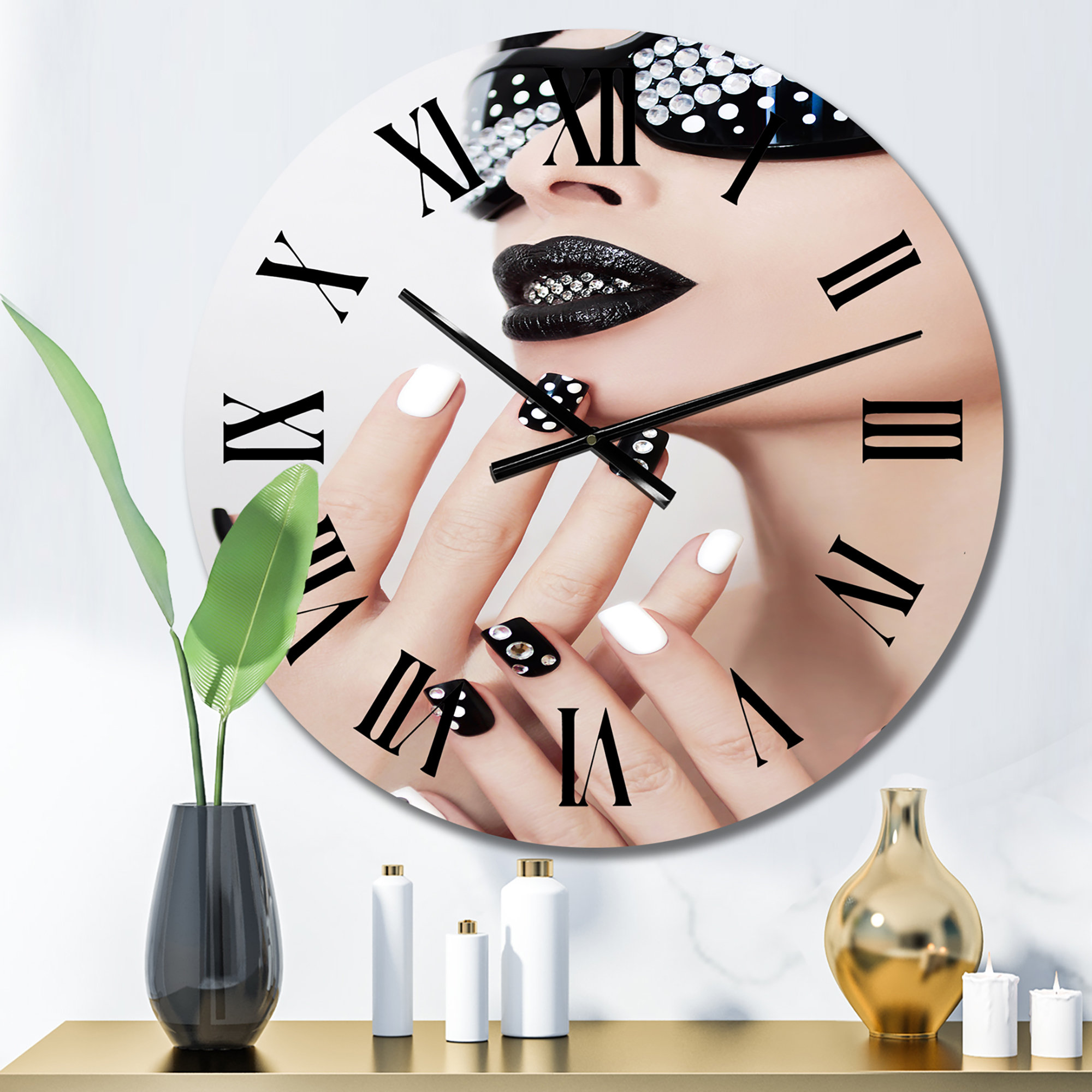 East Urban Home Face Of Woman With Black Makeup And Manicure II - Glam ...