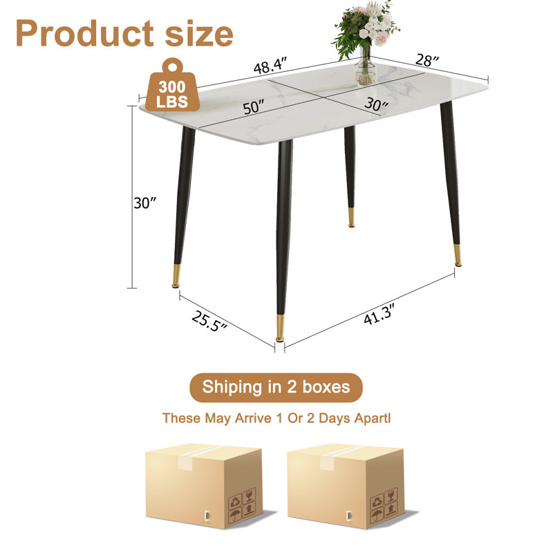 Mercer41 Tresha Rectangular 48.4'' L x 30'' W Dining Table | Wayfair