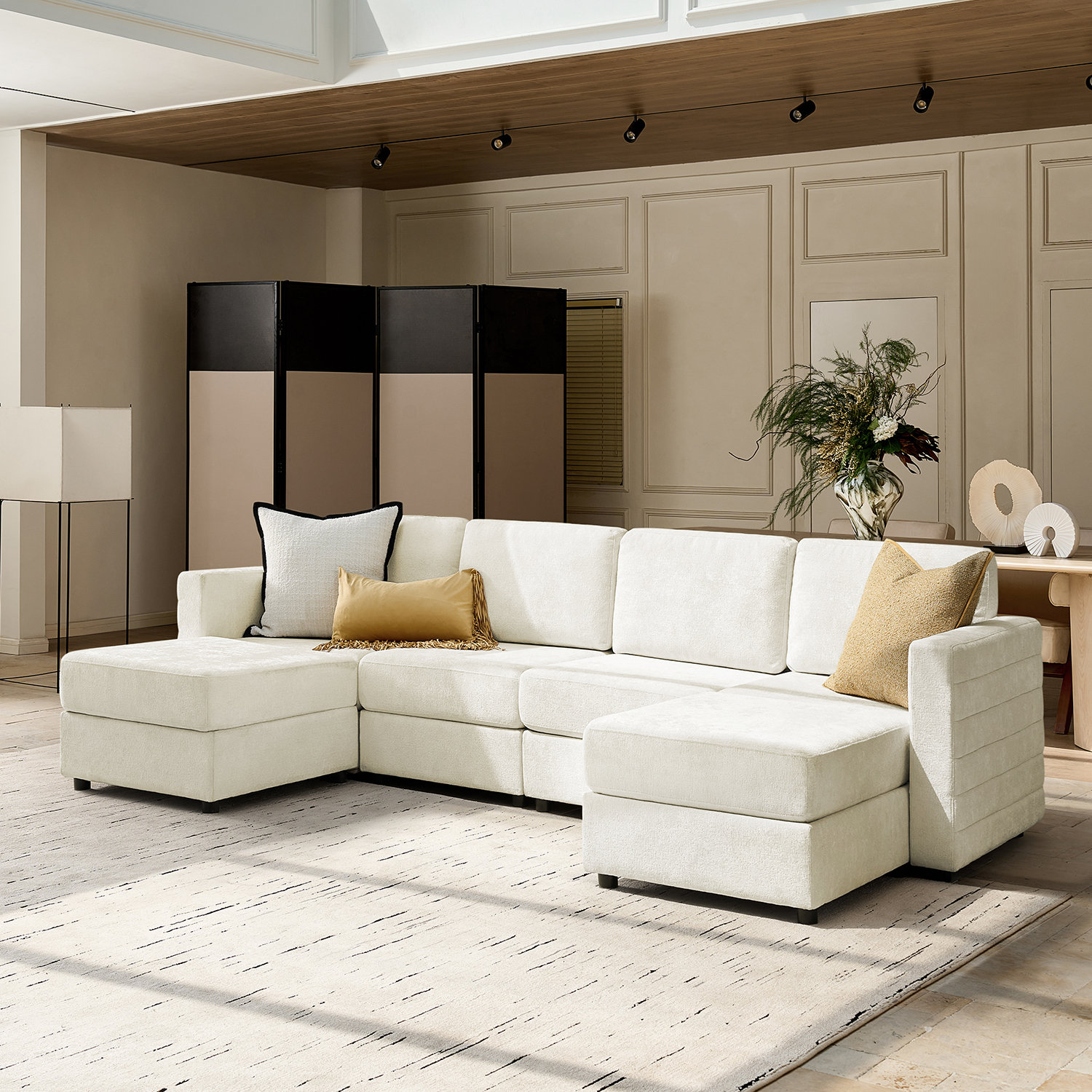 Latitude Run® Jagger 124.5" Wide-Seat Modular Storage Sectional Sofa ...