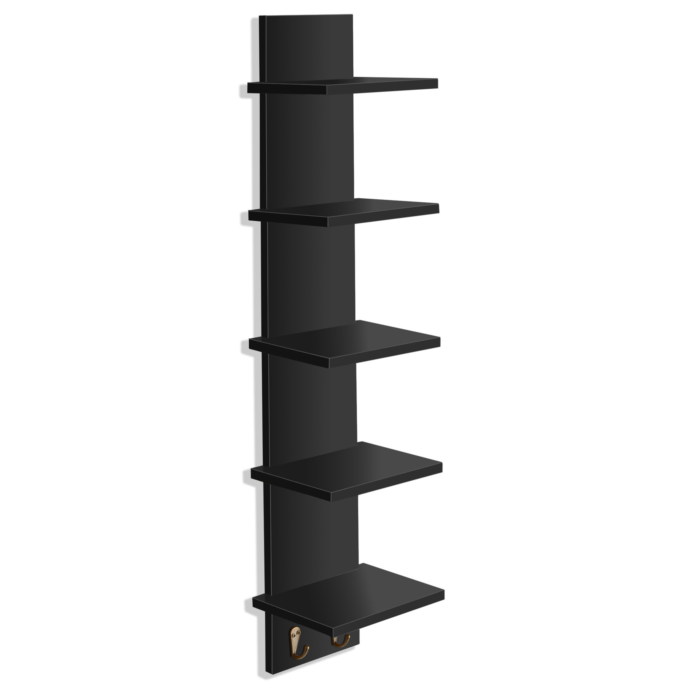 Sorbus 5 Tier Wall Shelf Unit with Hooks, Vertical Column Utility ...