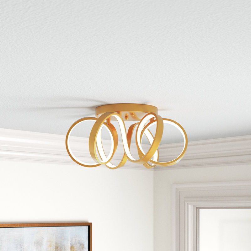 Wade Logan® Nitya 1 - Light 19.69" Unique Design Dimmable LED Flush ...