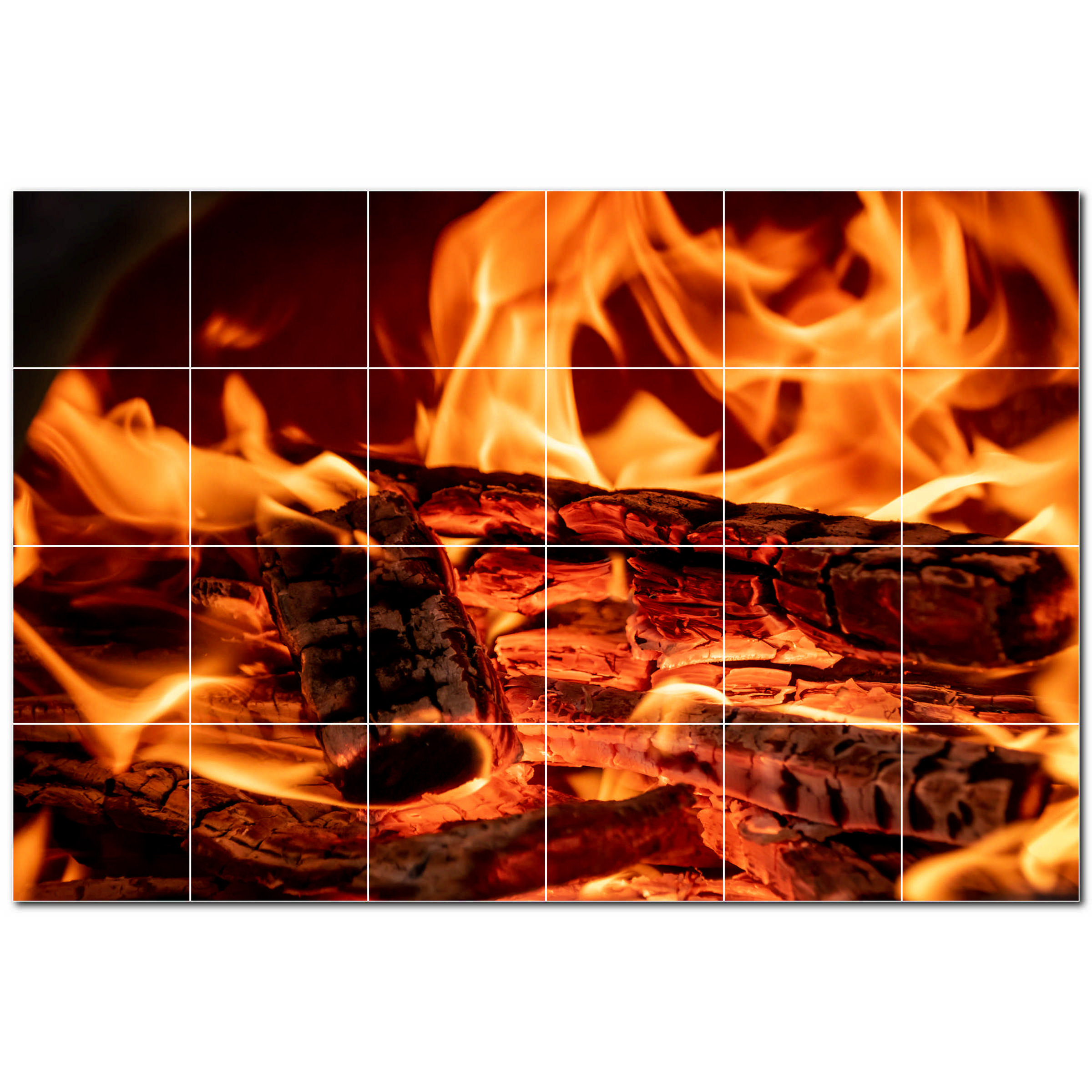 Picture-Tiles.com Fire Photo 12'' x 12'' Satin Ceramic Decorative Mural ...