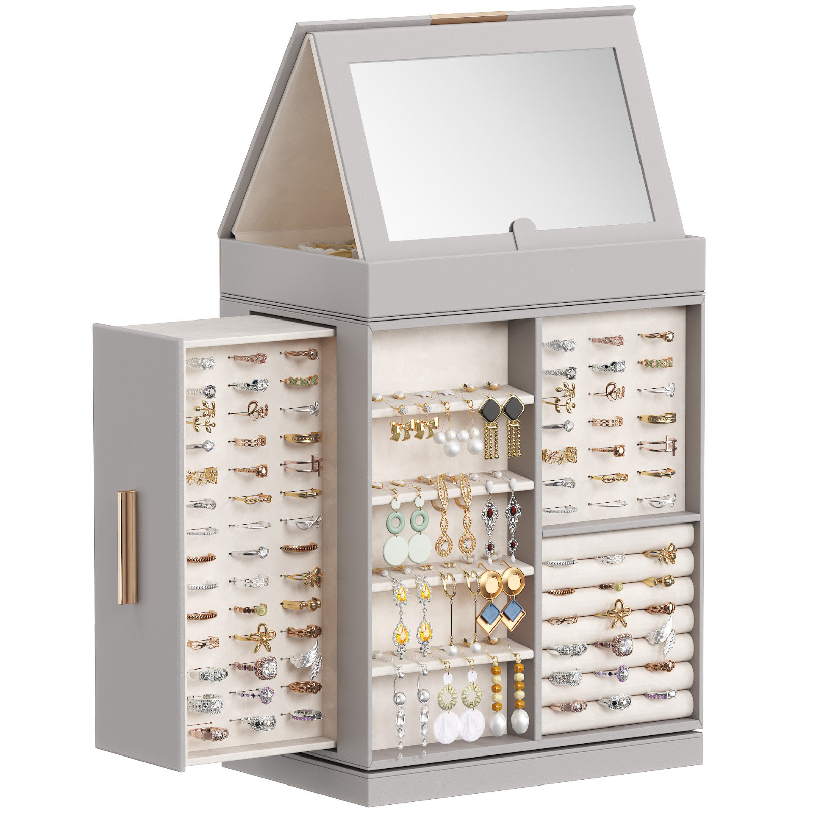 Rebrilliant 360° Rotating Jewelry Box, Top Magnetic Box Wth Mirror, 2 ...