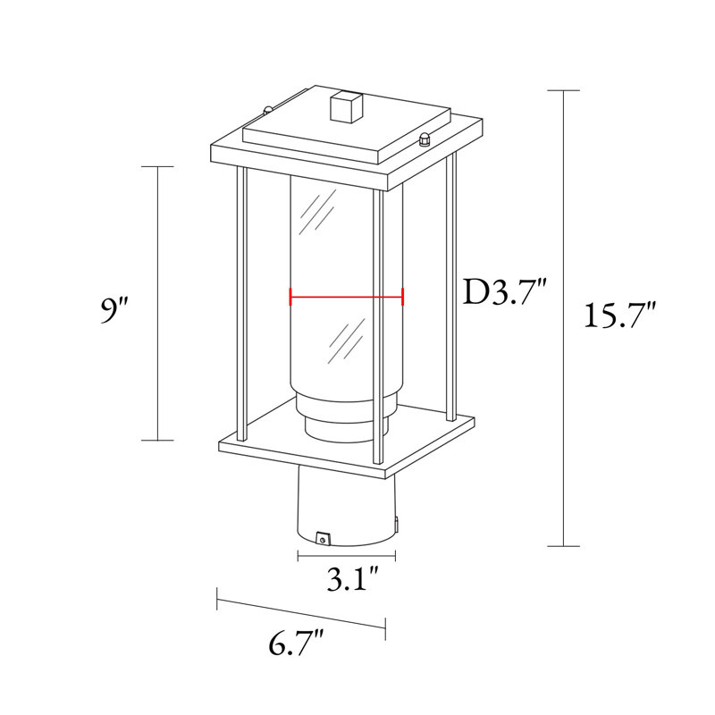 17 Stories Dekotah Black 1-Light Hardwired Lantern Head | Wayfair