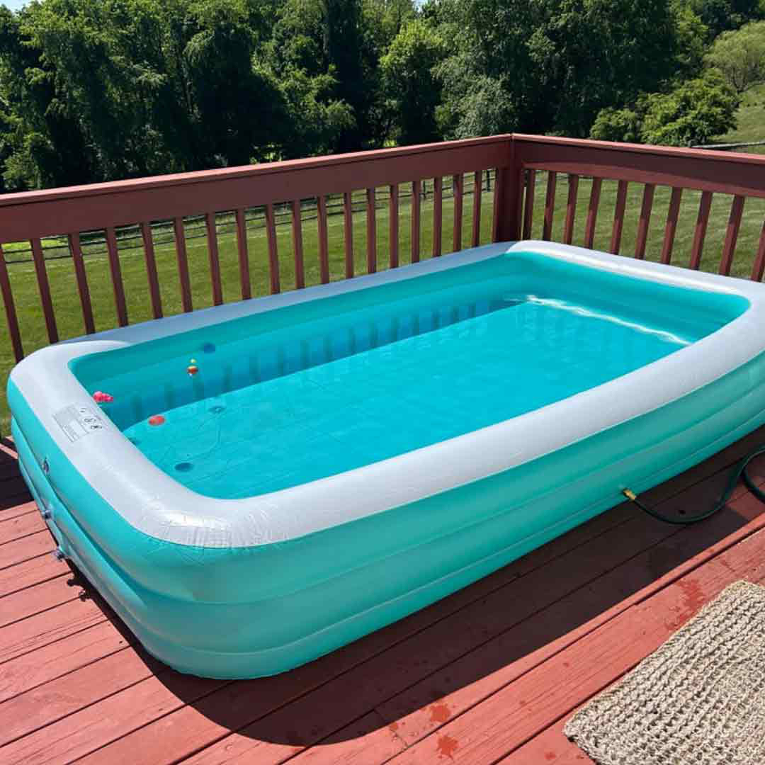 Stunver Inflatable Pool For Kids And Adults With Pump - 118 X 72 X 22 ...