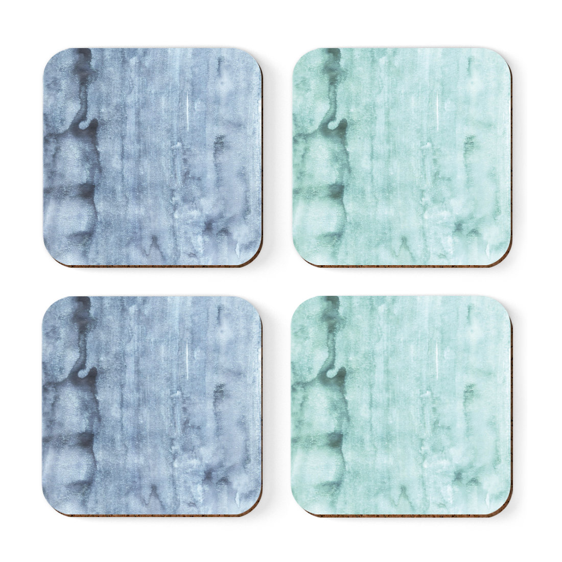 Brayden Studio Square Drink Coffee Coasters Gift Set, Purple Watercolor ...
