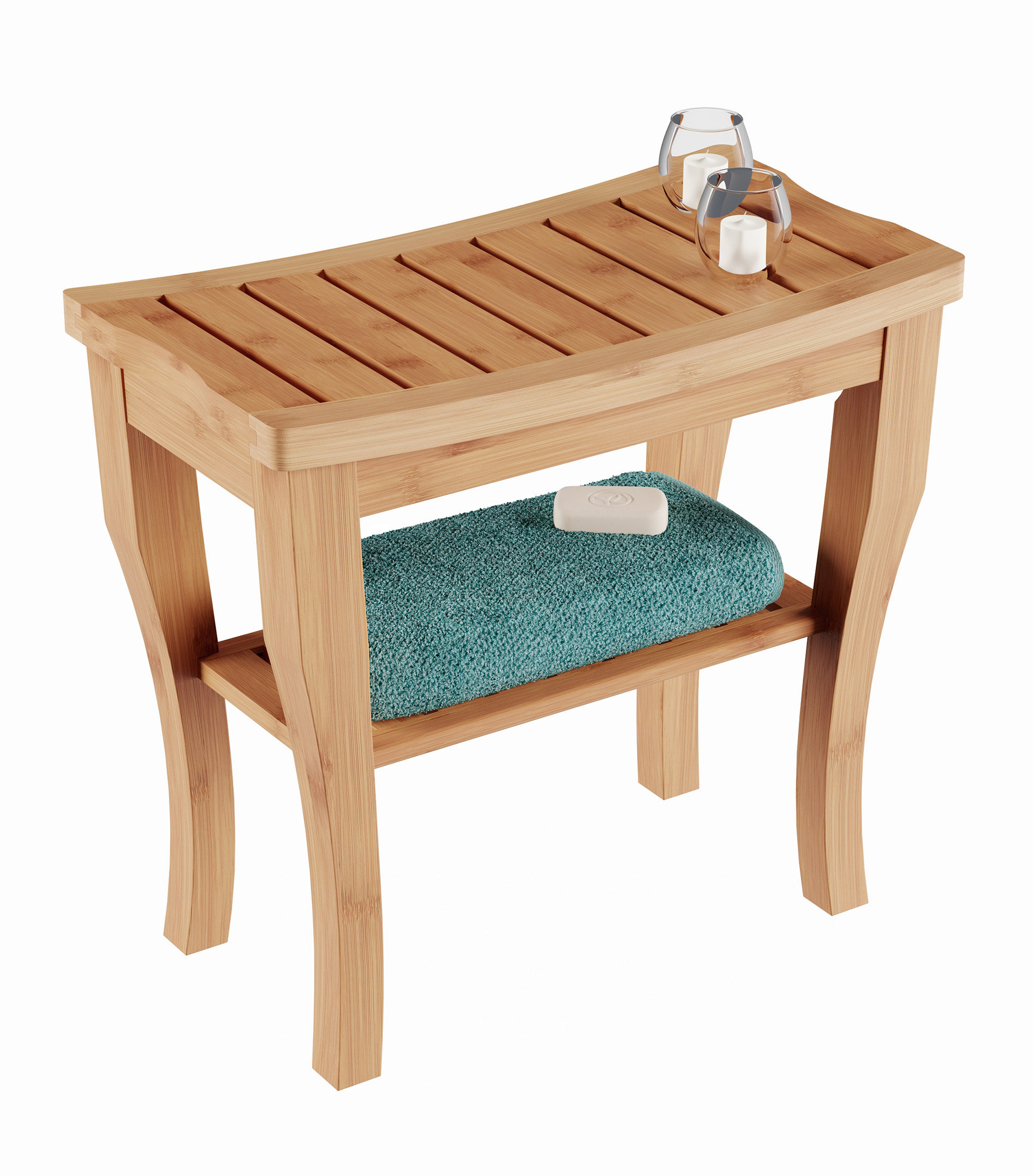 Lavish Home 19" Wide Shower Bench-Water Resistant Natural Eco-Friendly ...