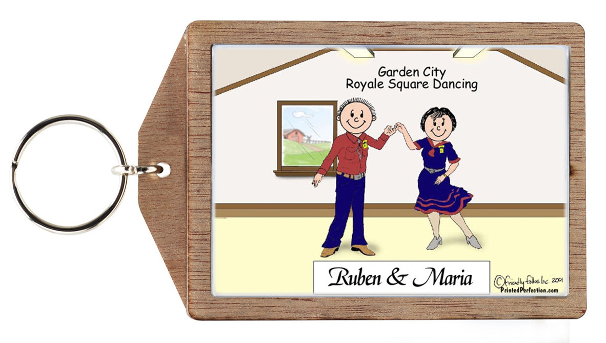Printed Perfection Personalized Square Dance Couple Wooden Key Chain ...