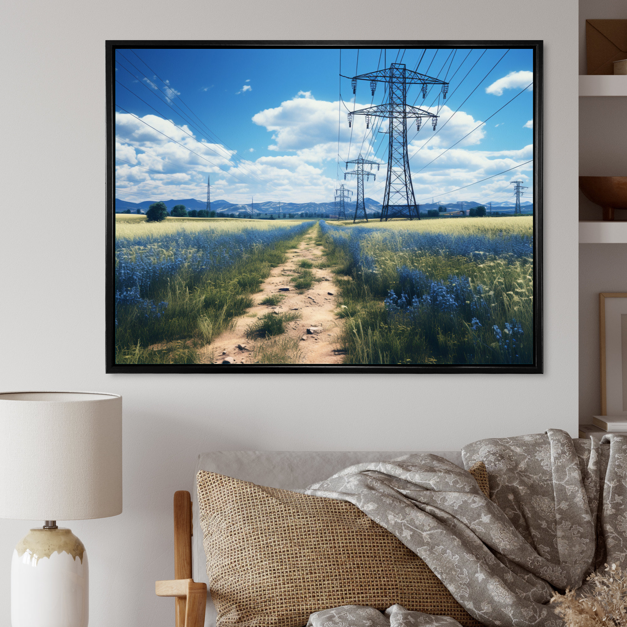 Winston Porter Power Lines Electric Horizons II - Power Lines Canvas ...