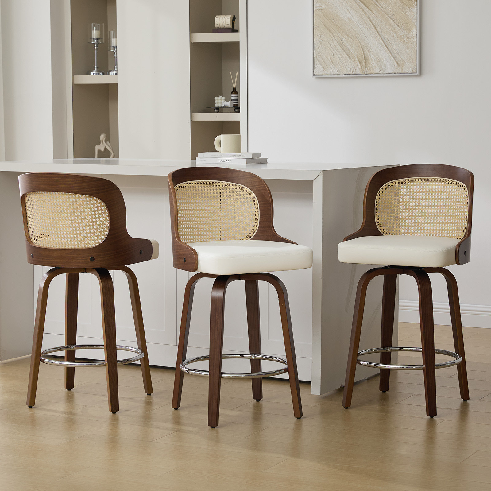 Bayou Breeze 26" Upholstered Cane Back Counter & Bar Stool | Wayfair