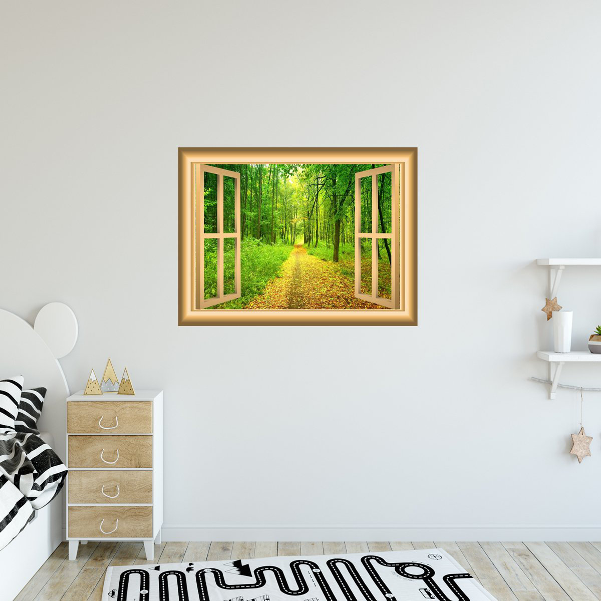 East Urban Home 3D Forest Window Wall Decal | Wayfair