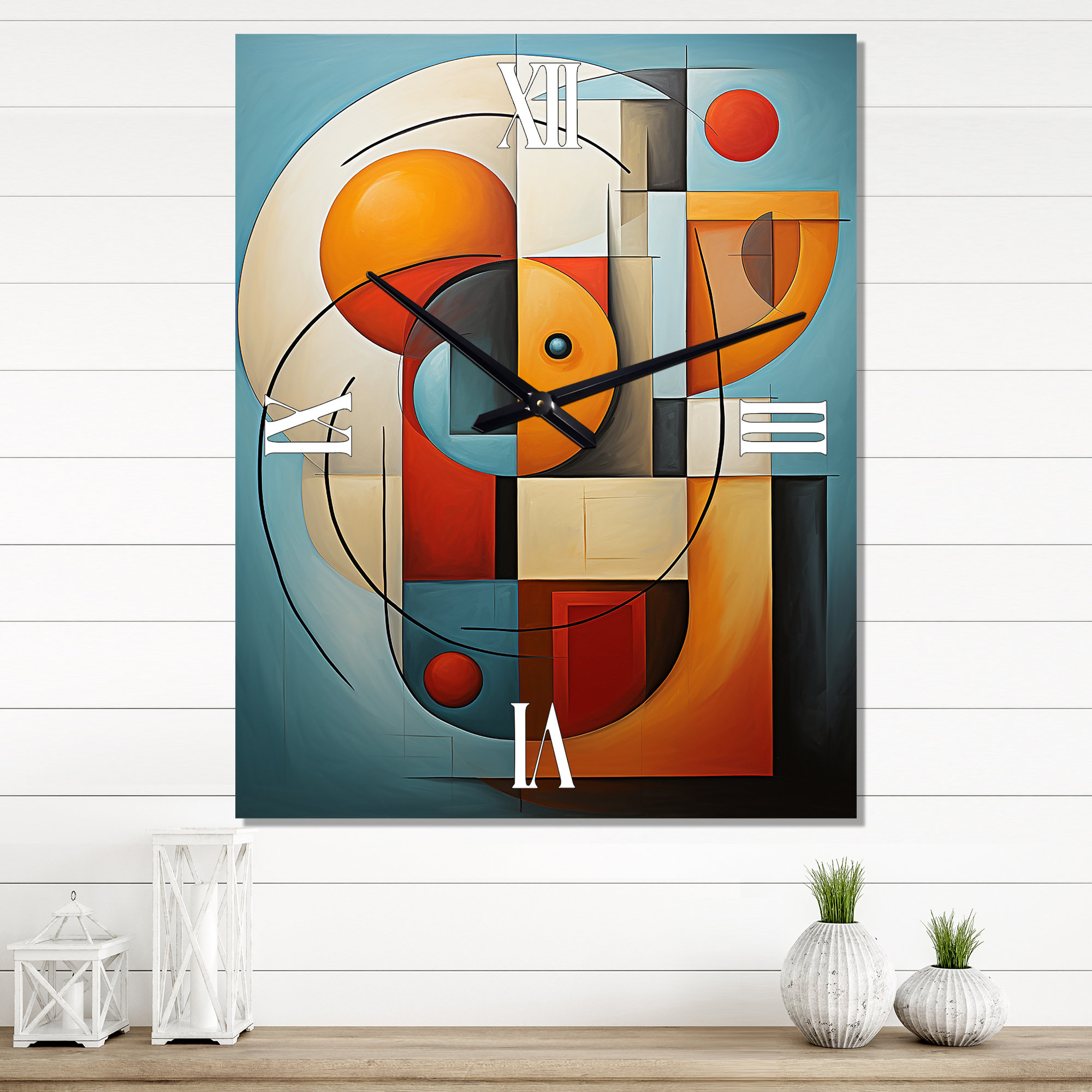 Design Art Cubism Geometric Form II - Abstract Wall Clocks | Wayfair