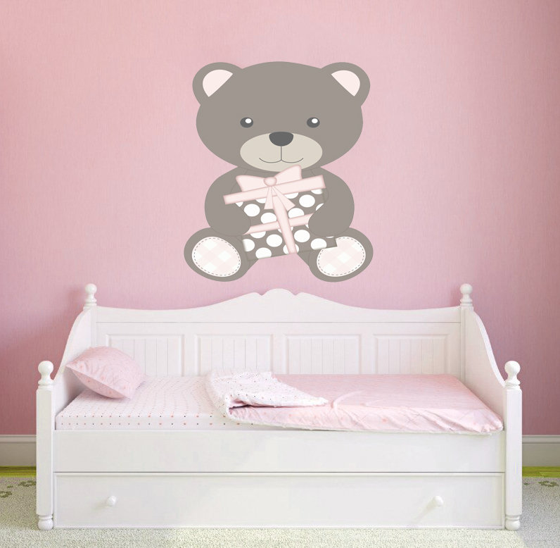 Zoomie Kids Teddy Bear Wall Decal, Teddy Bear Wall Sticker, Modern Wall ...