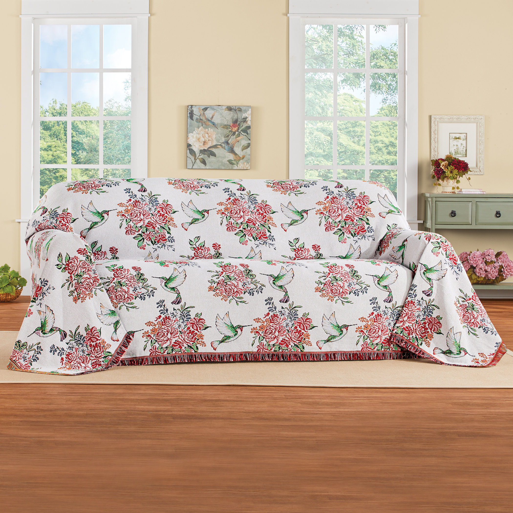 August Grove Reversible Branch Design Tapestry Furniture Throw ...