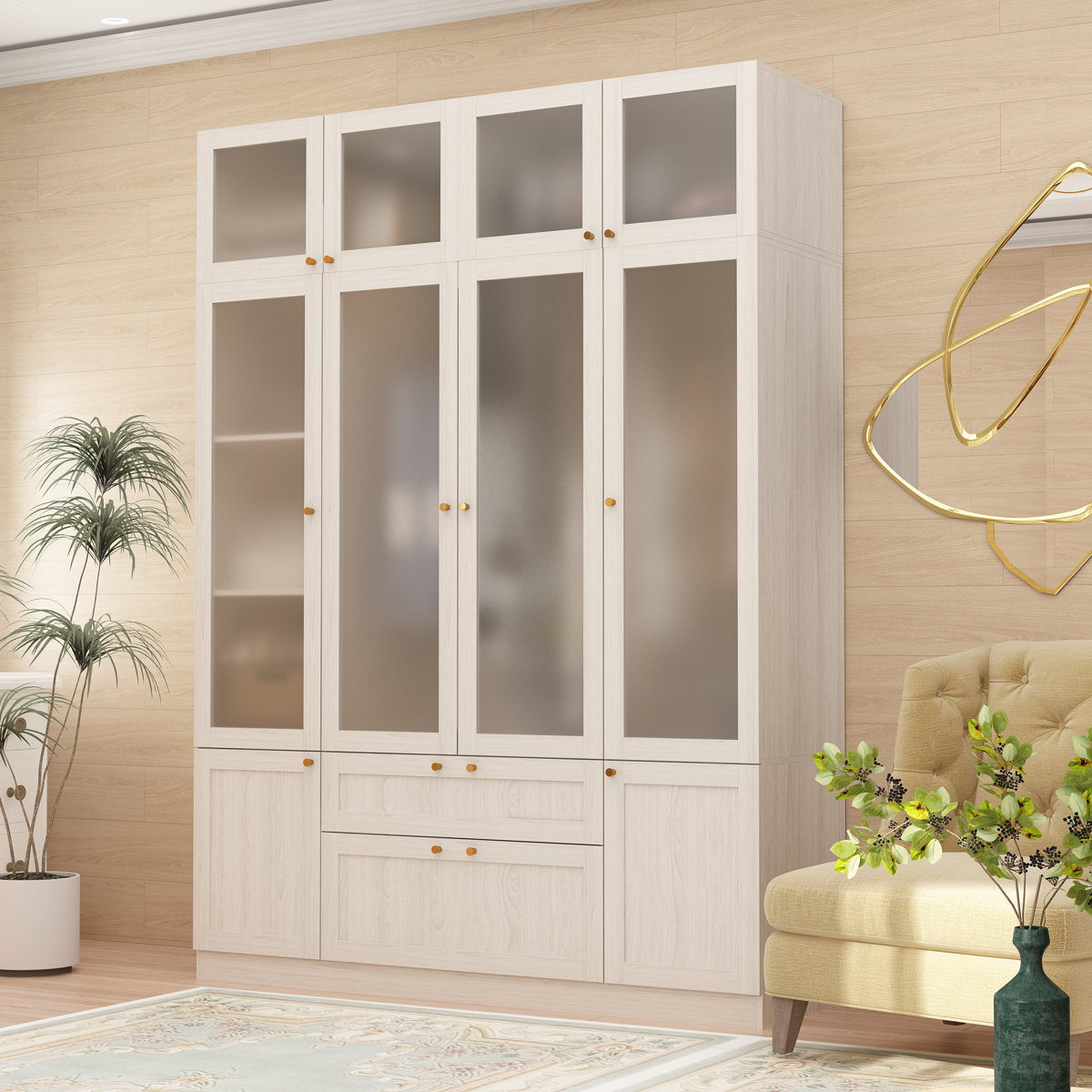 Lark Manor™ Strong Storage 4-Door Wardrobe With 2-Top Cabinet | Wayfair