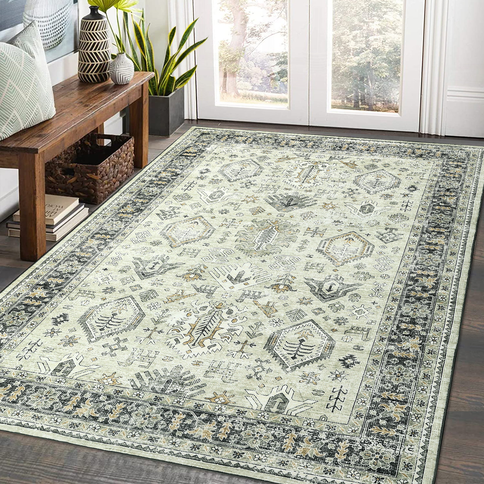 Charlton Home Dalhia Area Rug with Non-Slip Backing | Wayfair