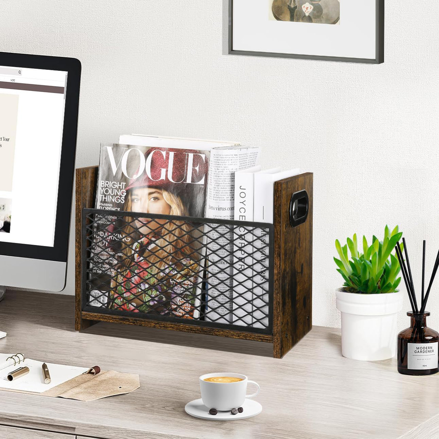 17 Stories Magazine rack, file storage basket, for desktop, letters ...