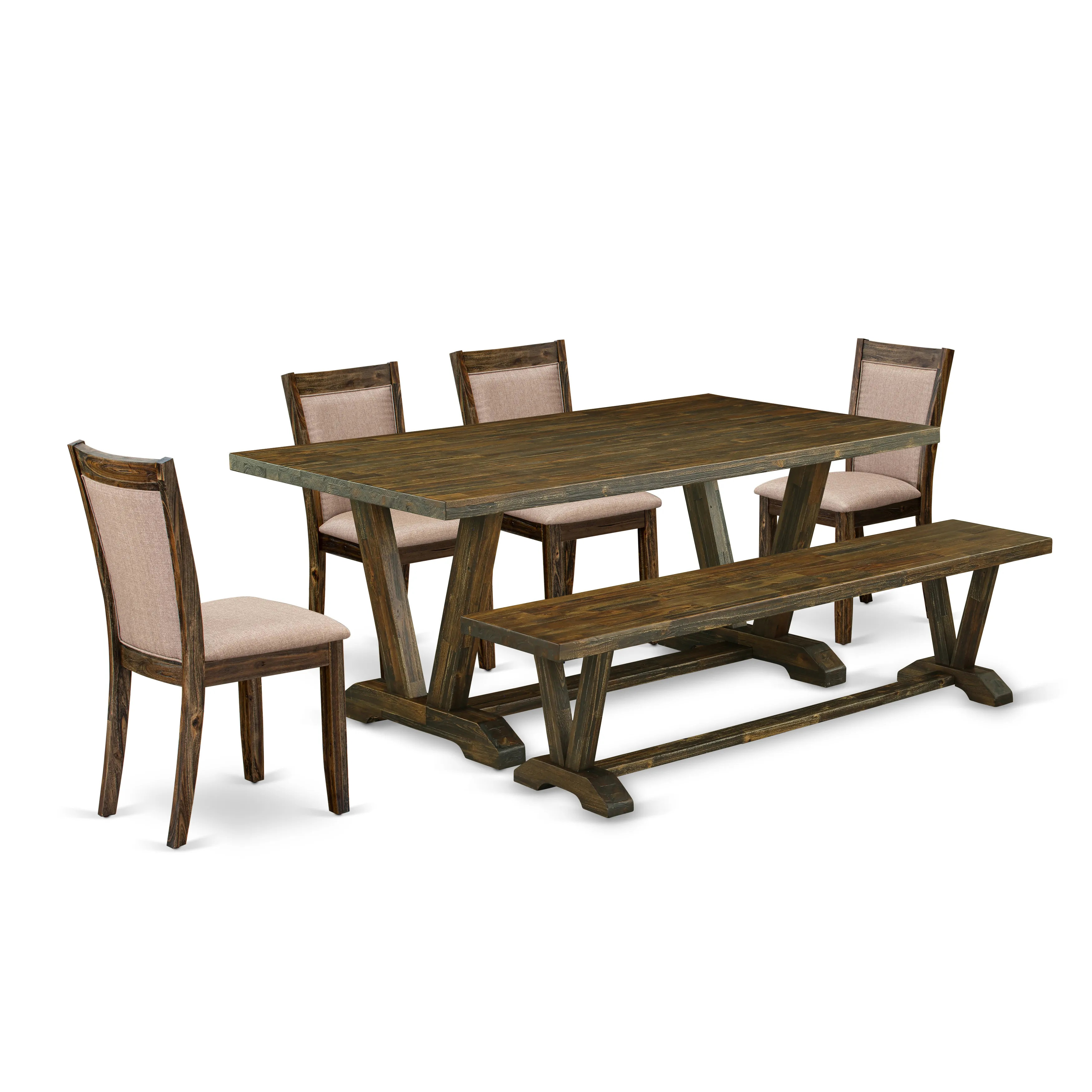 Rosalind Wheeler 6-PC Dining Table Set- A Table with Kitchen Bench and ...