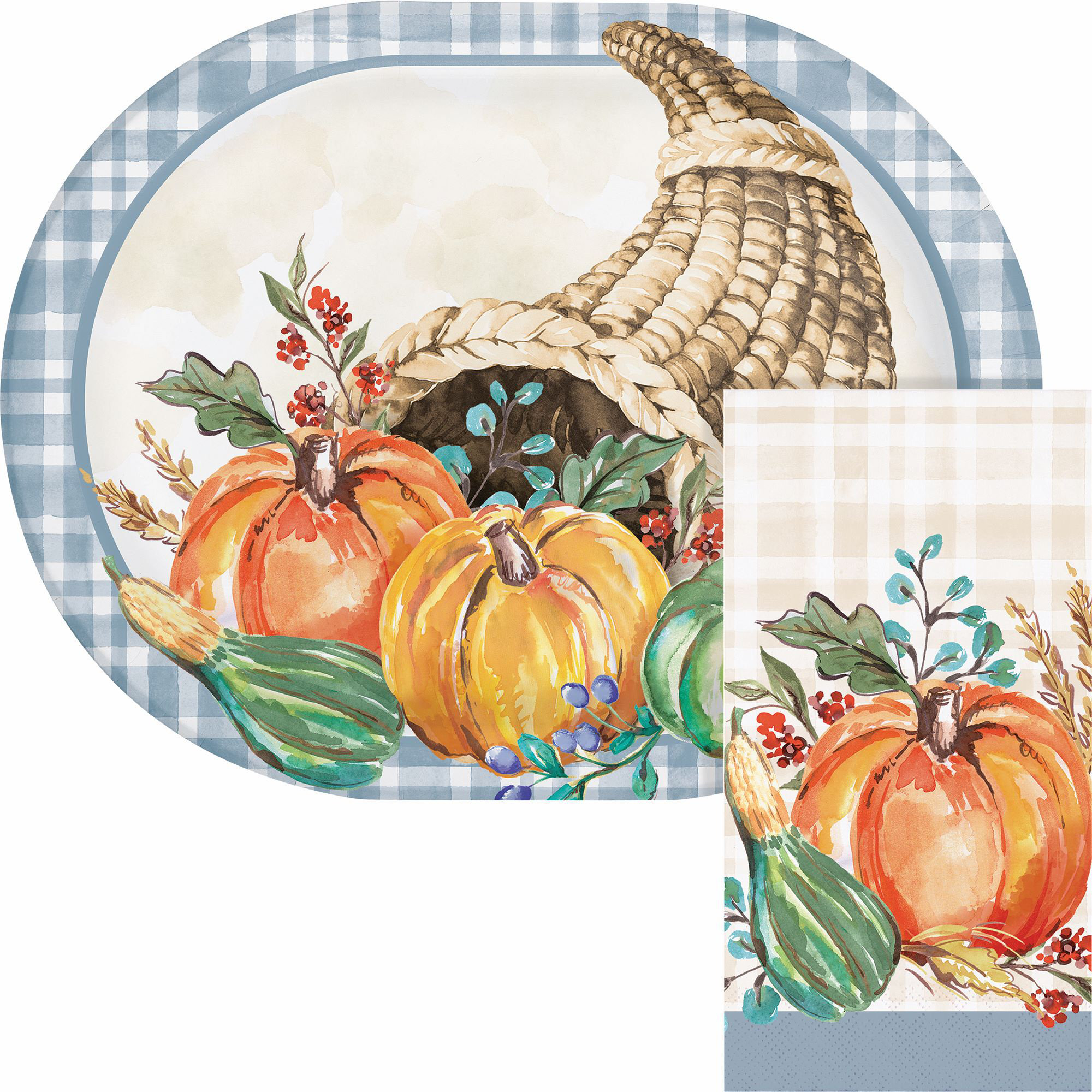 Creative Converting Decadent Cornucopia Thanksgiving Oval Paper Plates ...