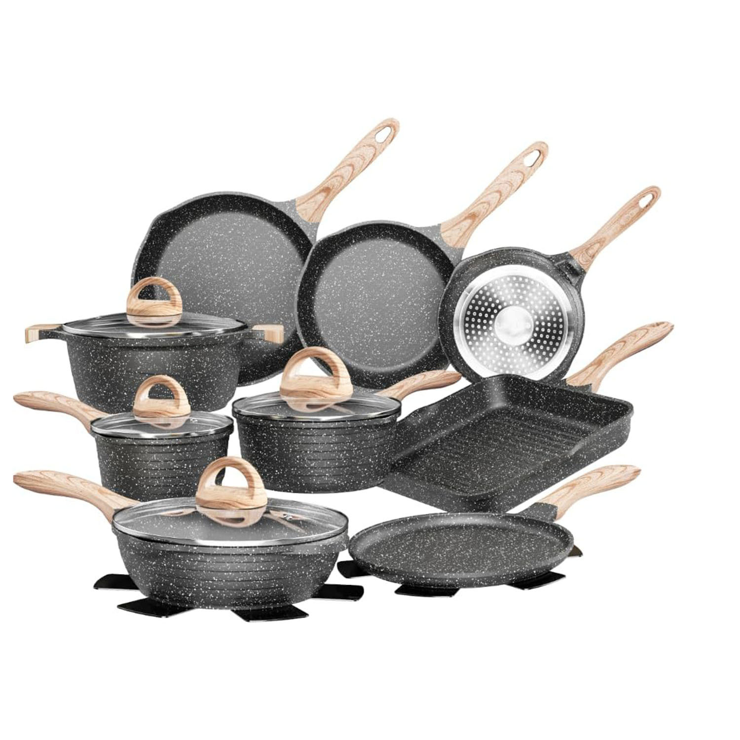 BN-LINKKL 23Pcs, Healthy Kitchen Cookware Sets, Induction Cooking Set ...