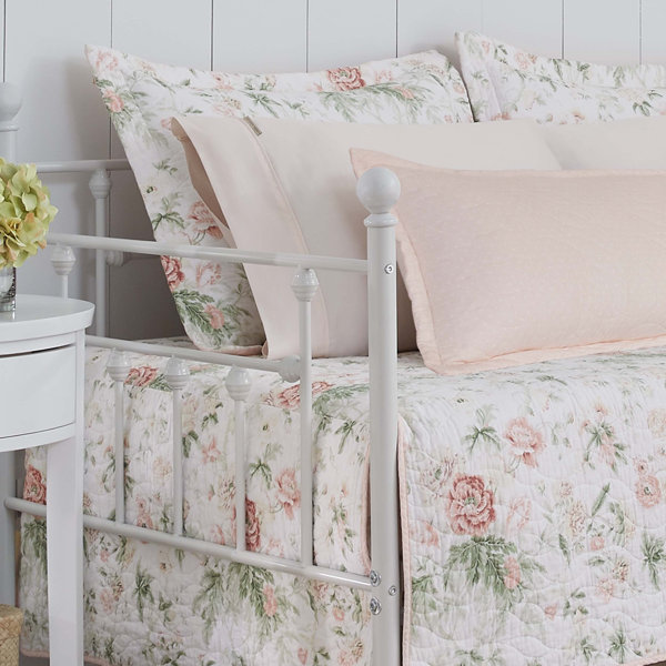 Laura Ashley Breezy Floral Cotton Pink 4 Piece Daybed Cover Set ...