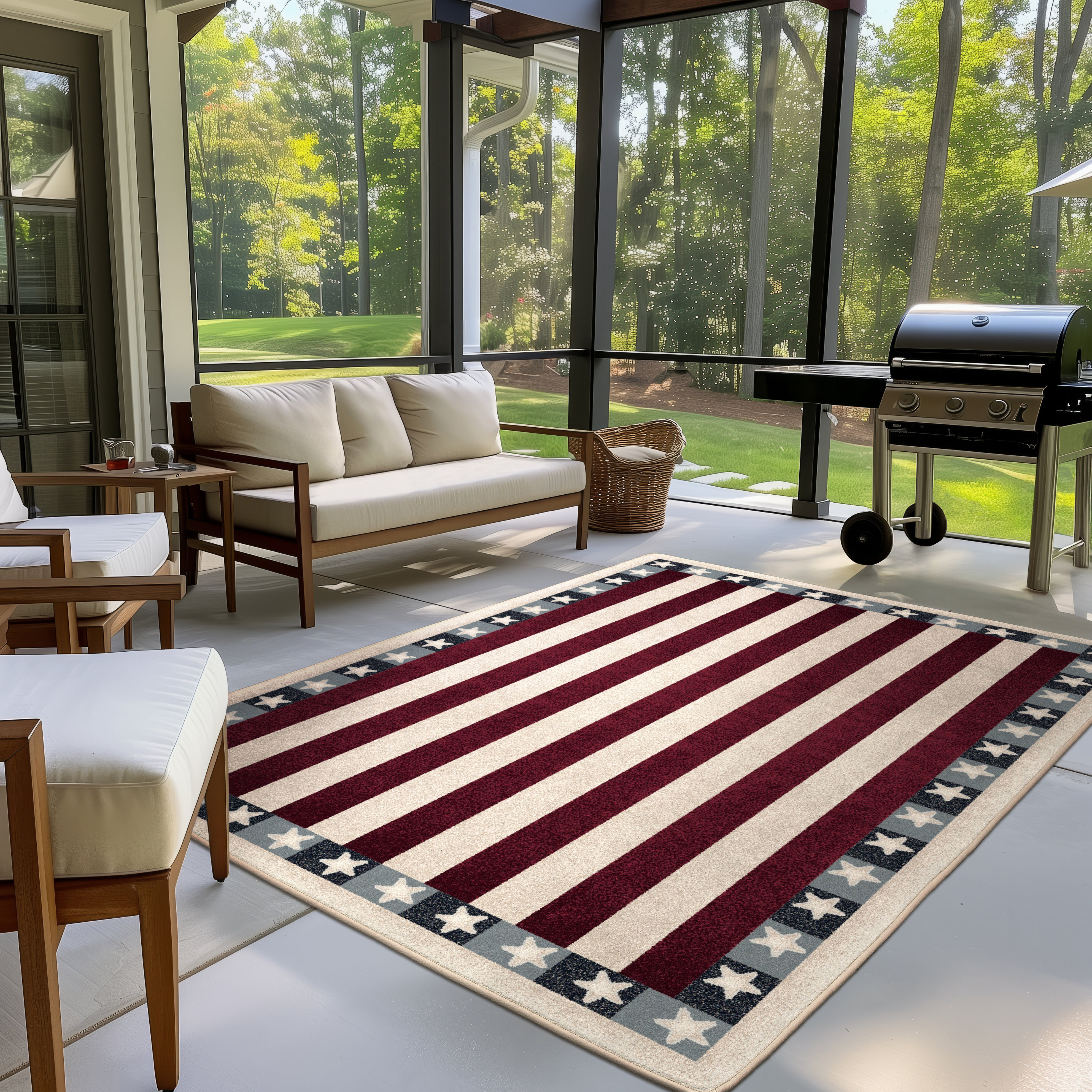 The Holiday Aisle® Leksi Stars & Stripes Area Rug & Reviews | Wayfair