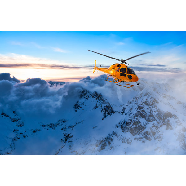 Loon Peak® Helicopter Over Mountains On Canvas by Edb3_16 Print | Wayfair