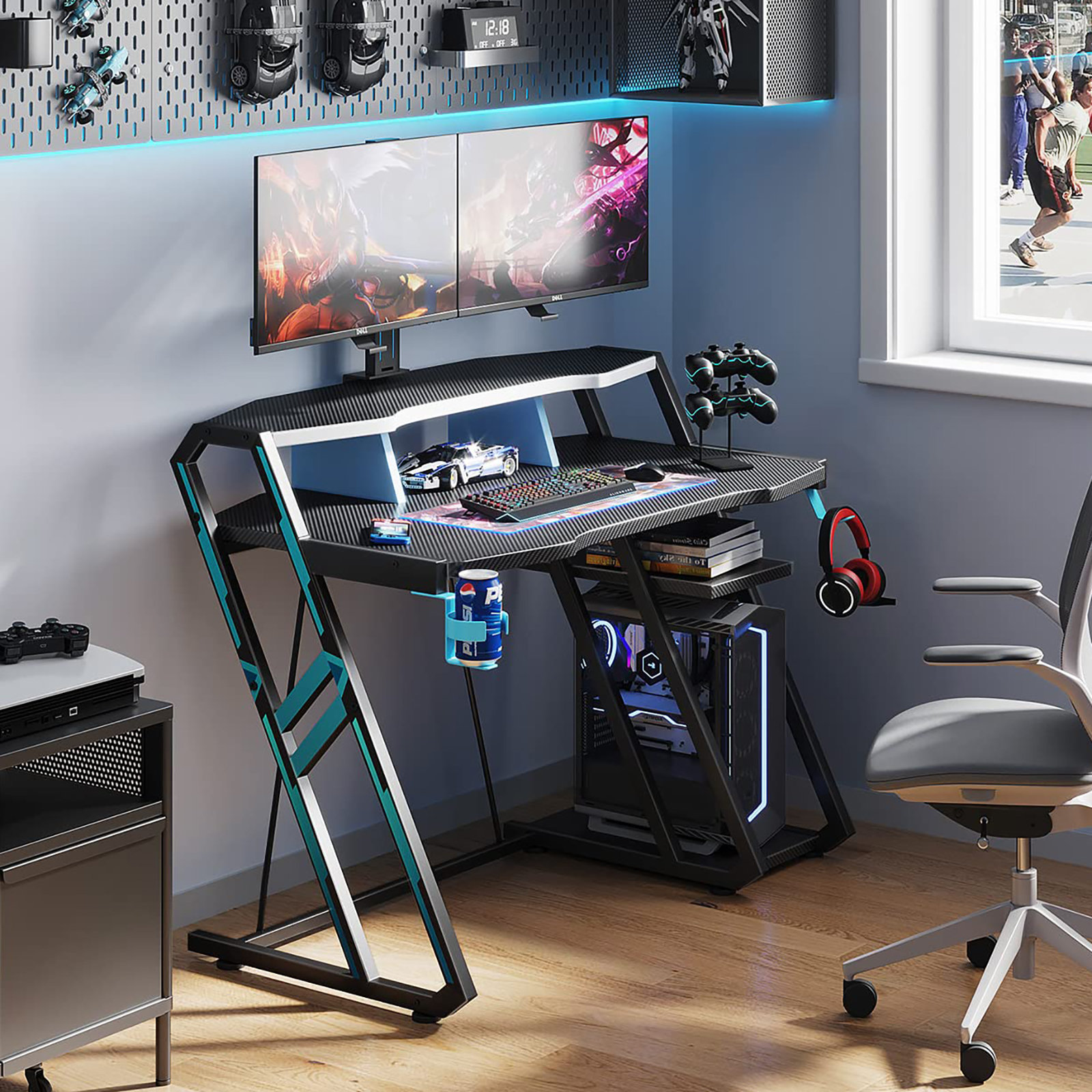 Inbox Zero Curved Gaming Desk | Wayfair