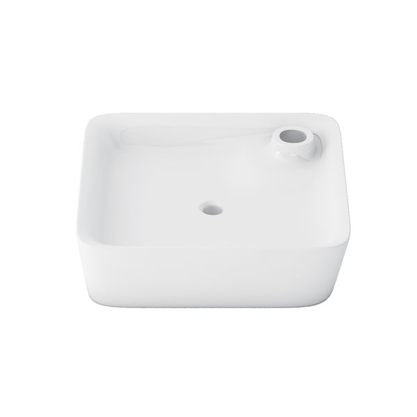 Altair 17'' White Ceramic Square Bathroom Sink with Overflow | Wayfair
