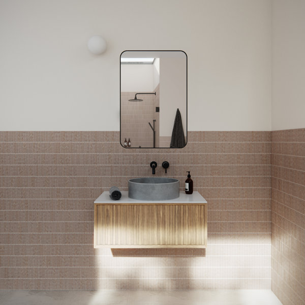 Glass Warehouse Trinity 22 in. x 40 in. Square Radius Mirror & Reviews ...