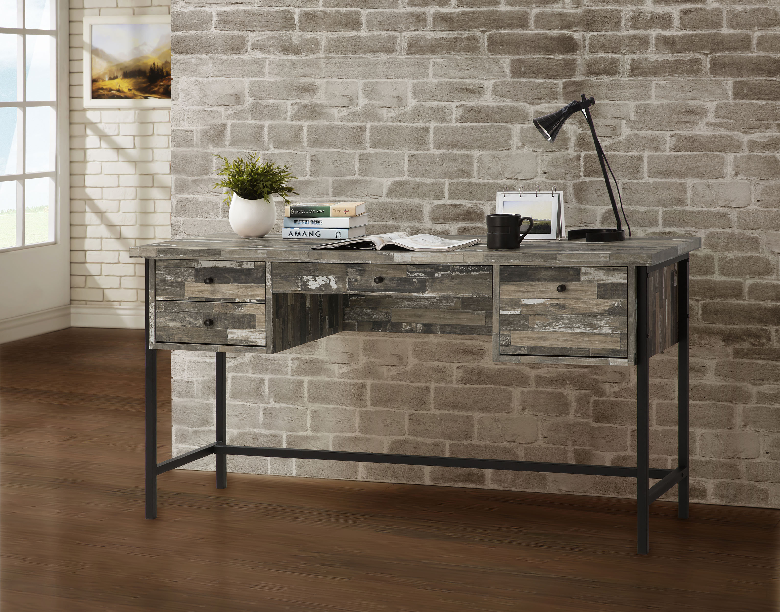 Alma Kemper 4-Drawer Writing Desk Salvaged Cabin | Wayfair