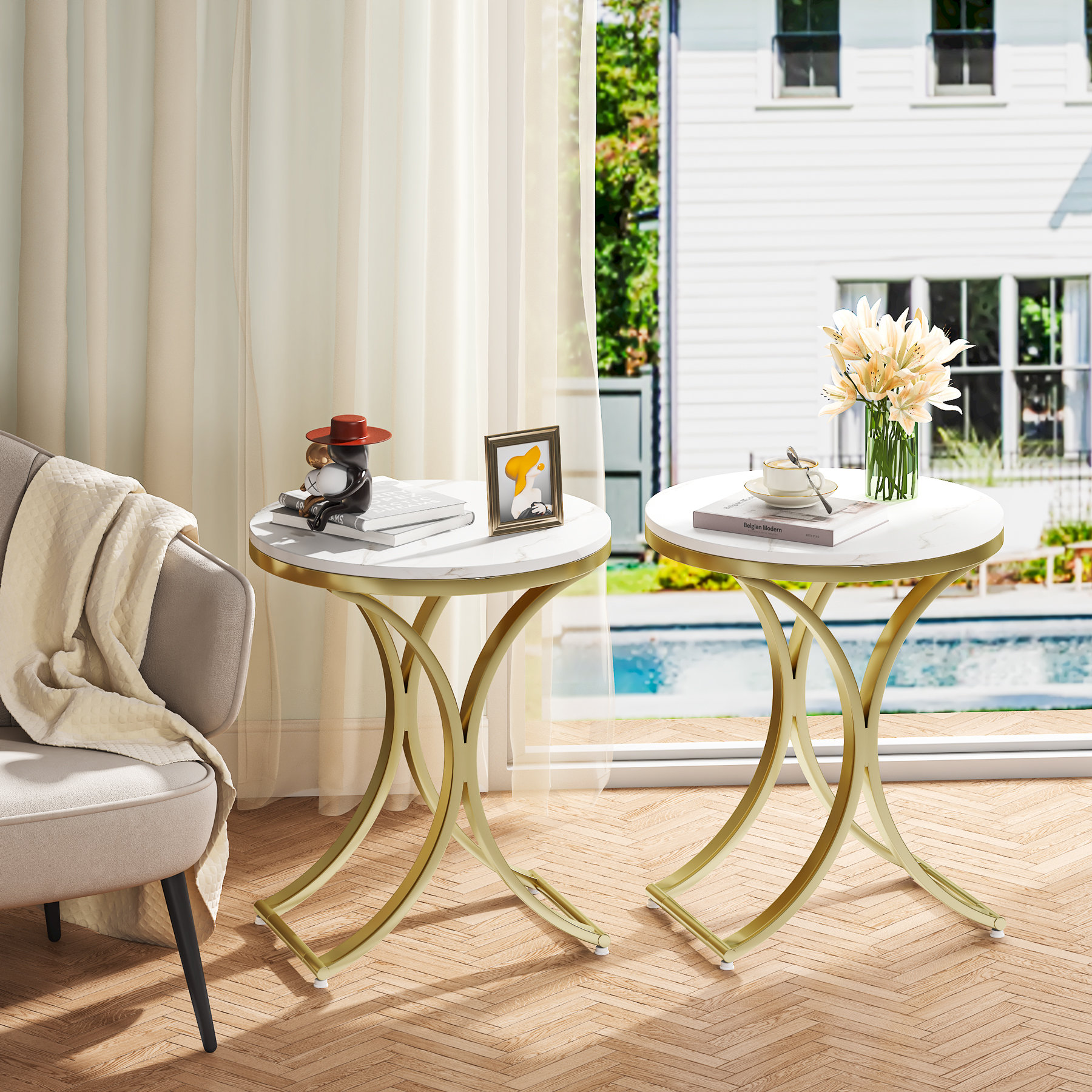 Mercer41 Round End Table Modern Small Coffee Table(Set of 2) - Wayfair ...