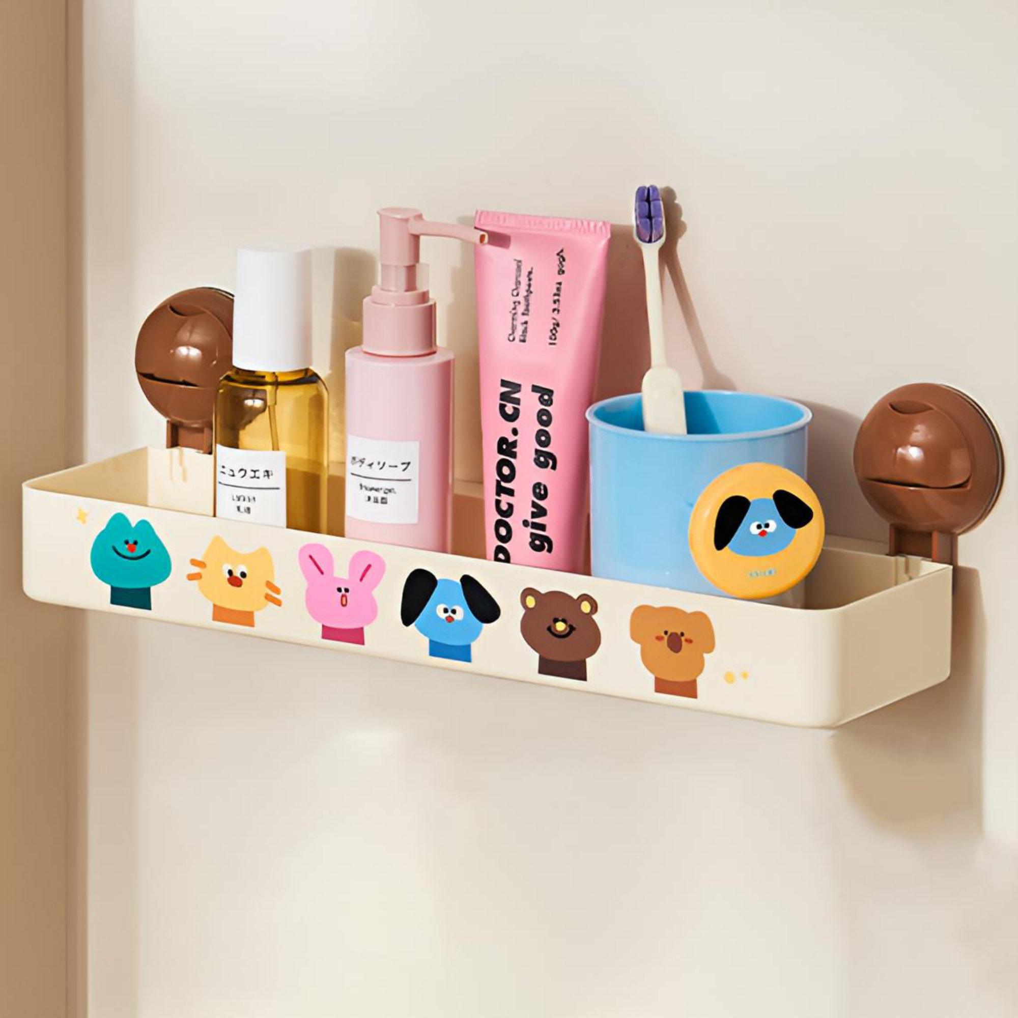 Rebrilliant Non Perforated Suction Cup Storage Rack, Bathroom Storage ...