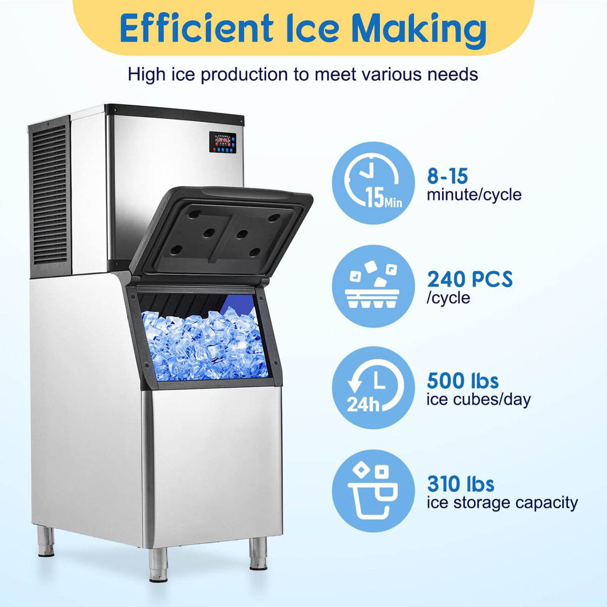 Babevy 500 lb. Daily Production Freestanding Ice Maker | Wayfair