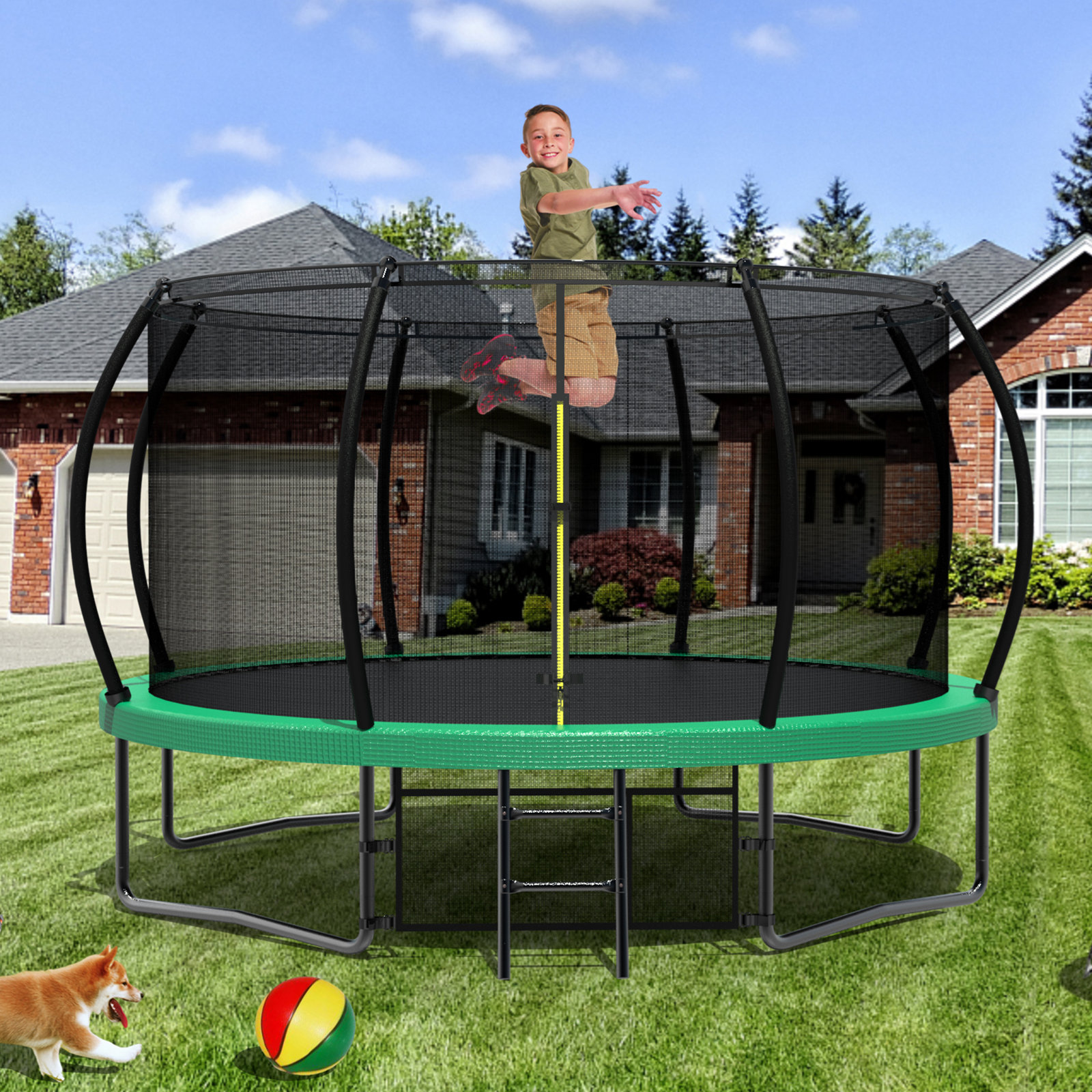 Modern Luxe Furniture 12' Round Backyard Trampoline with Safety ...