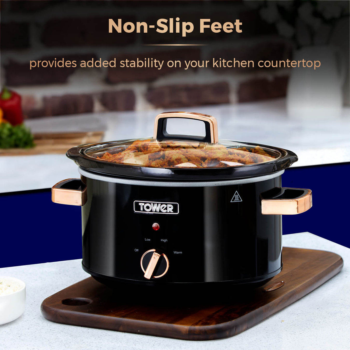 Tower 3.5L Stainless Steel Slow Cooker with 3 Heat Settings and Keep ...