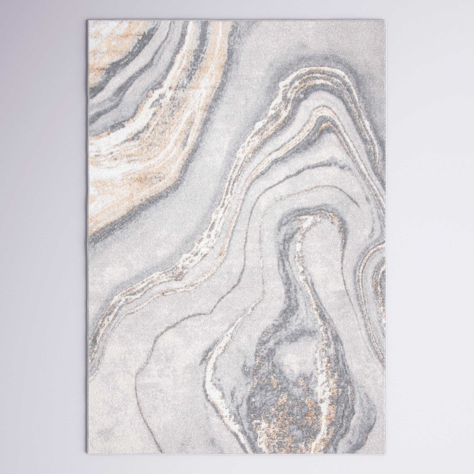 Etta Avenue™ Teen Katelin Abstract Gray/Gold/White Area Rug & Reviews ...