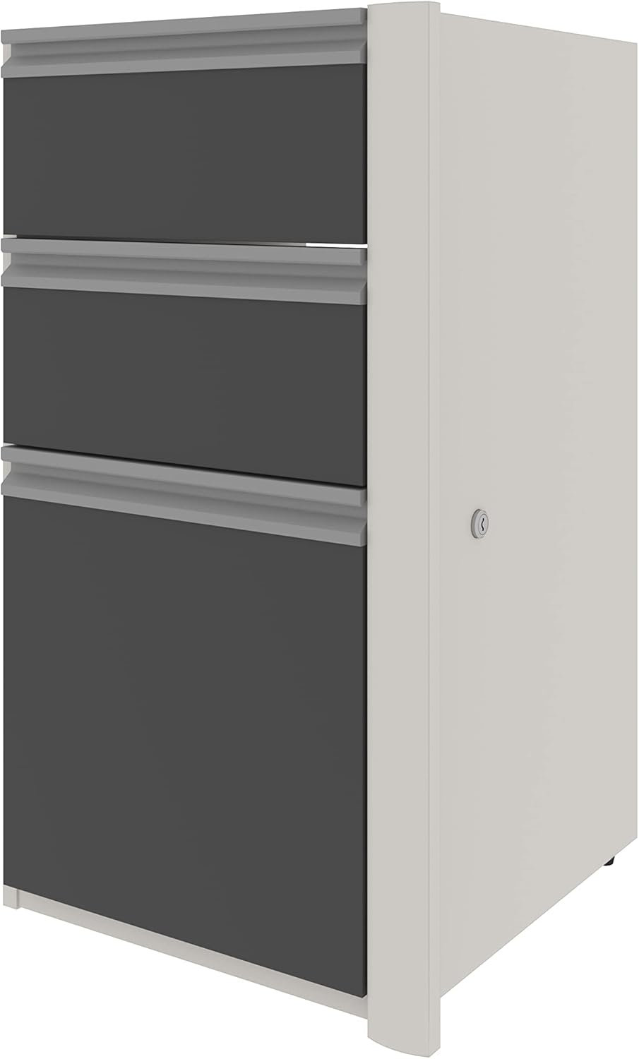 Latitude Run® 3 Drawer Pedestal In Slate & Sandstone,2 Box Drawers And ...