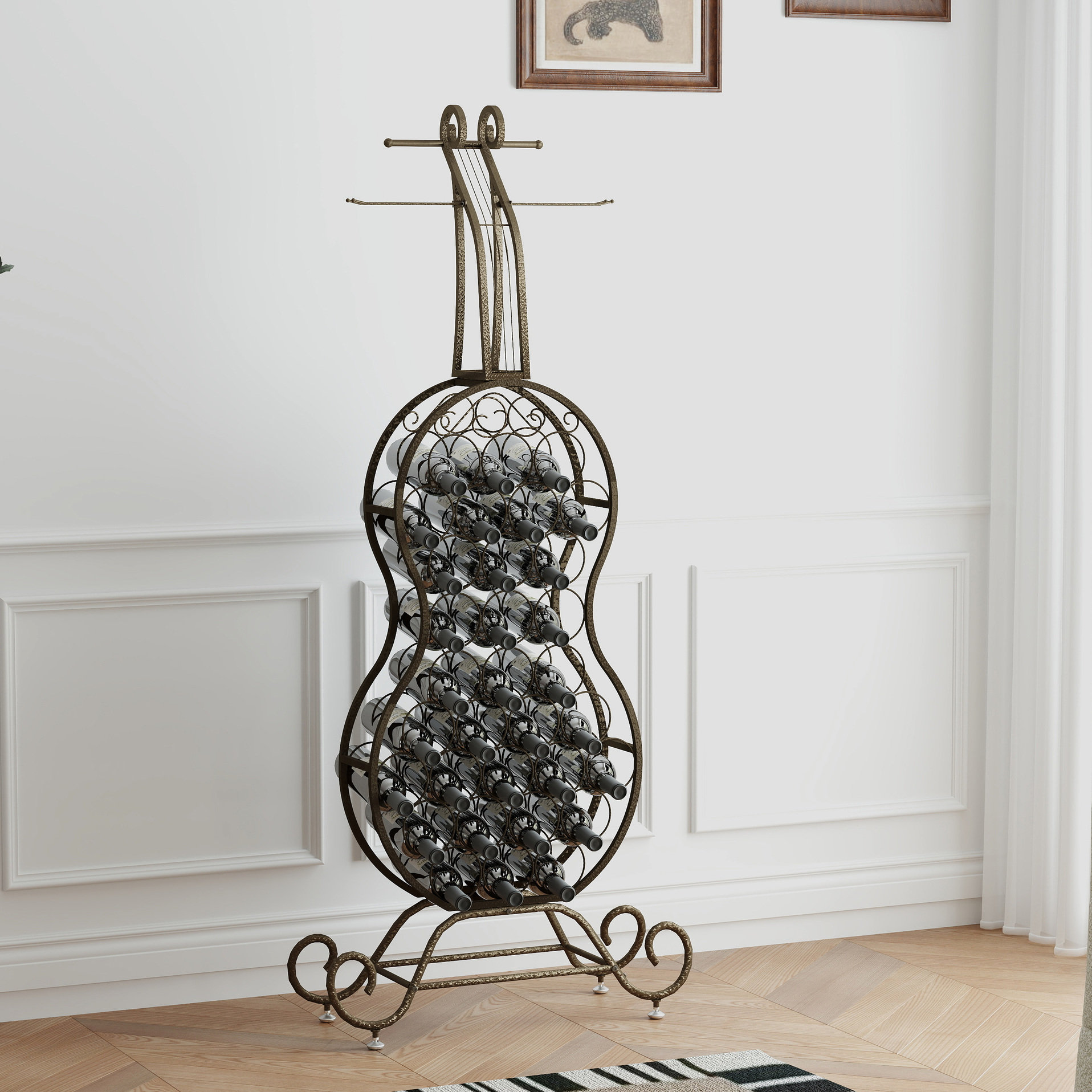 Banior Antique Brown Wine Display Rack, Rustic Charm, Cello Shape ...